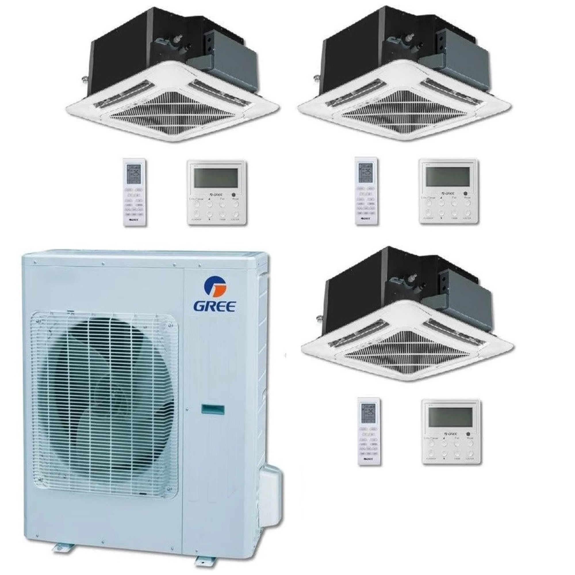 GREE Multi Gen2 Series 30,000 BTU 3-Zone Ceiling Cassette 12K+12K+12K ...