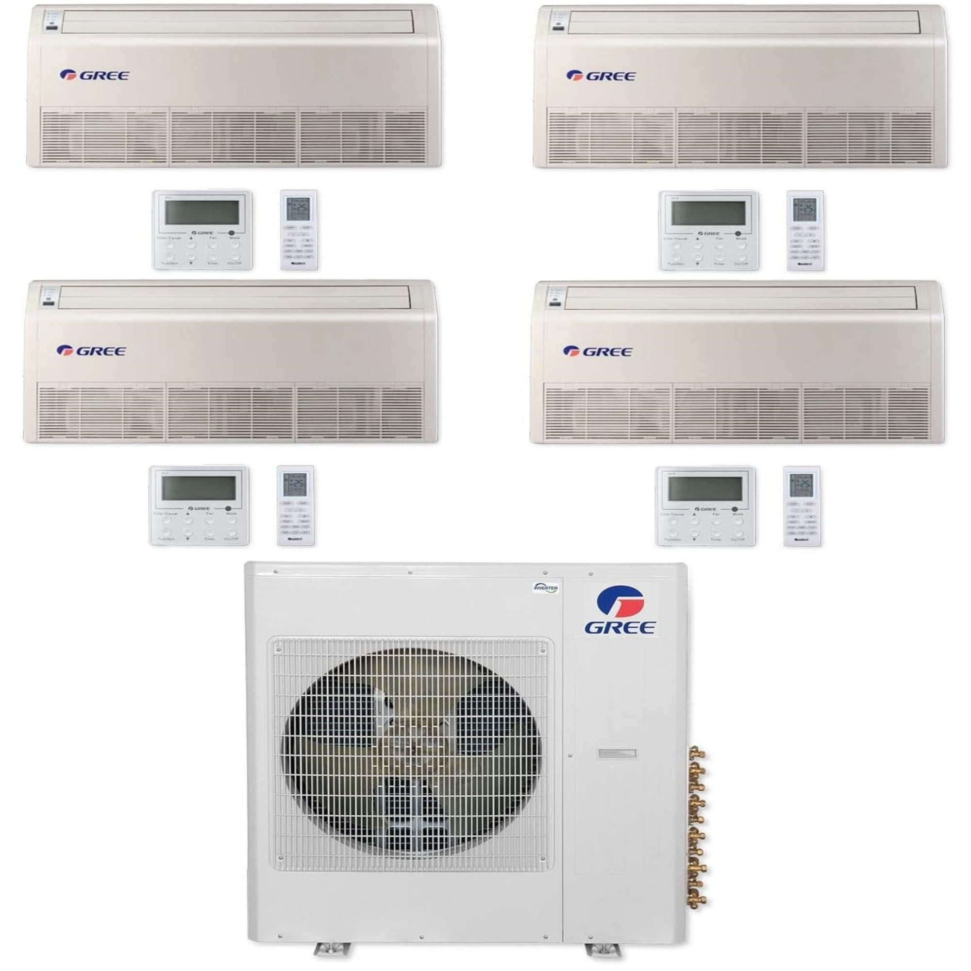 GREE Multi Gen2 Series 30,000 BTU 4-Zone Universal Floor/Ceiling 9K+9K ...