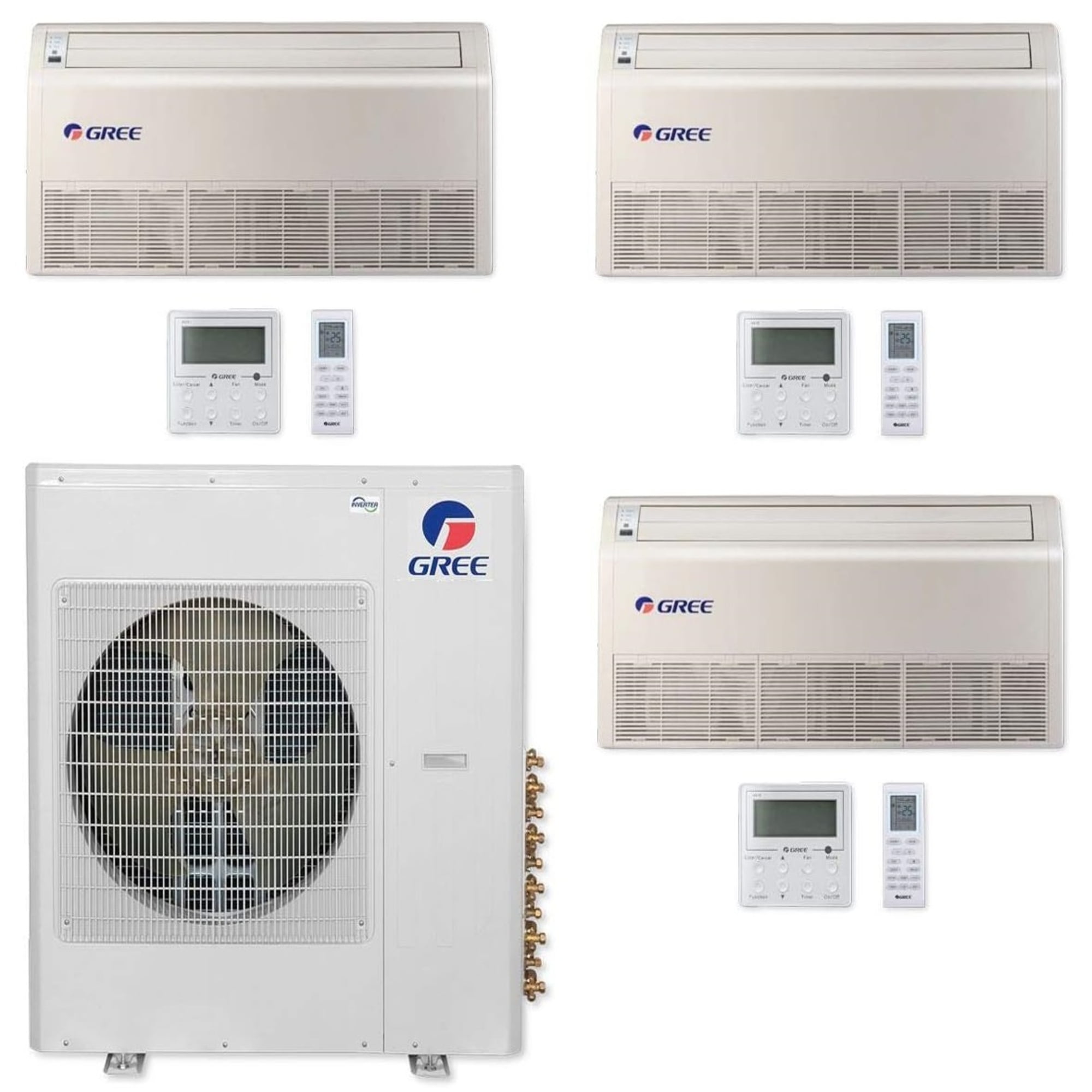 GREE Multi Gen2 Series 36,000 BTU 3-Zone Universal Floor/Ceiling 9K+9K ...