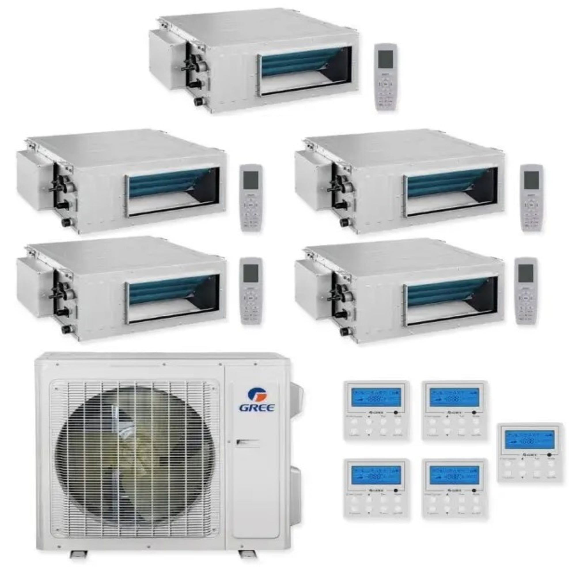 GREE Multi Gen2 Series 42,000 BTU 5-Zone Concealed Duct 9K+9K+9K+12K ...