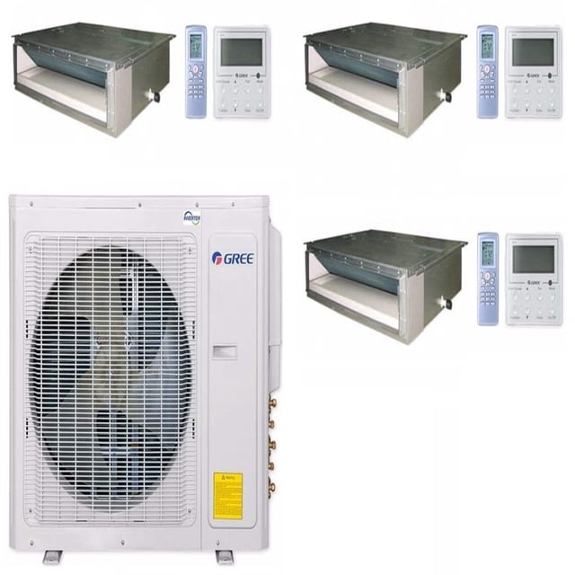 GREE Multi+ Ultra Series 24,000 BTU 3-Zone Concealed Duct 9K+9K+12K ...