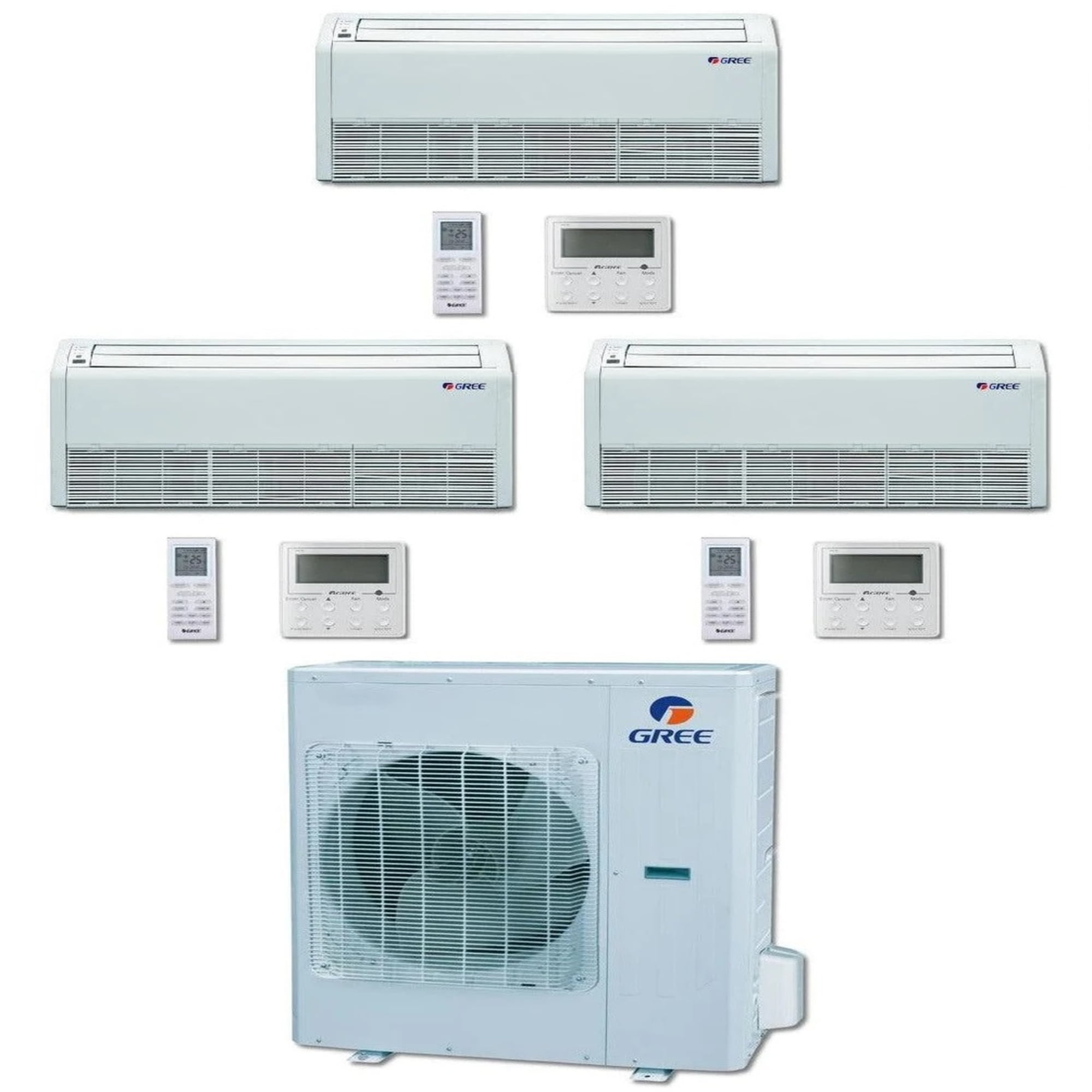 GREE Multi+ Ultra Series 24,000 BTU 3-Zone Universal Floor/Ceiling 9K ...