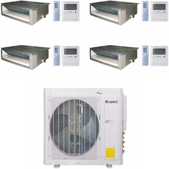 GREE Multi+ Ultra Series 36,000 BTU 4-Zone Concealed Duct 9K+9K+9K+18K ...
