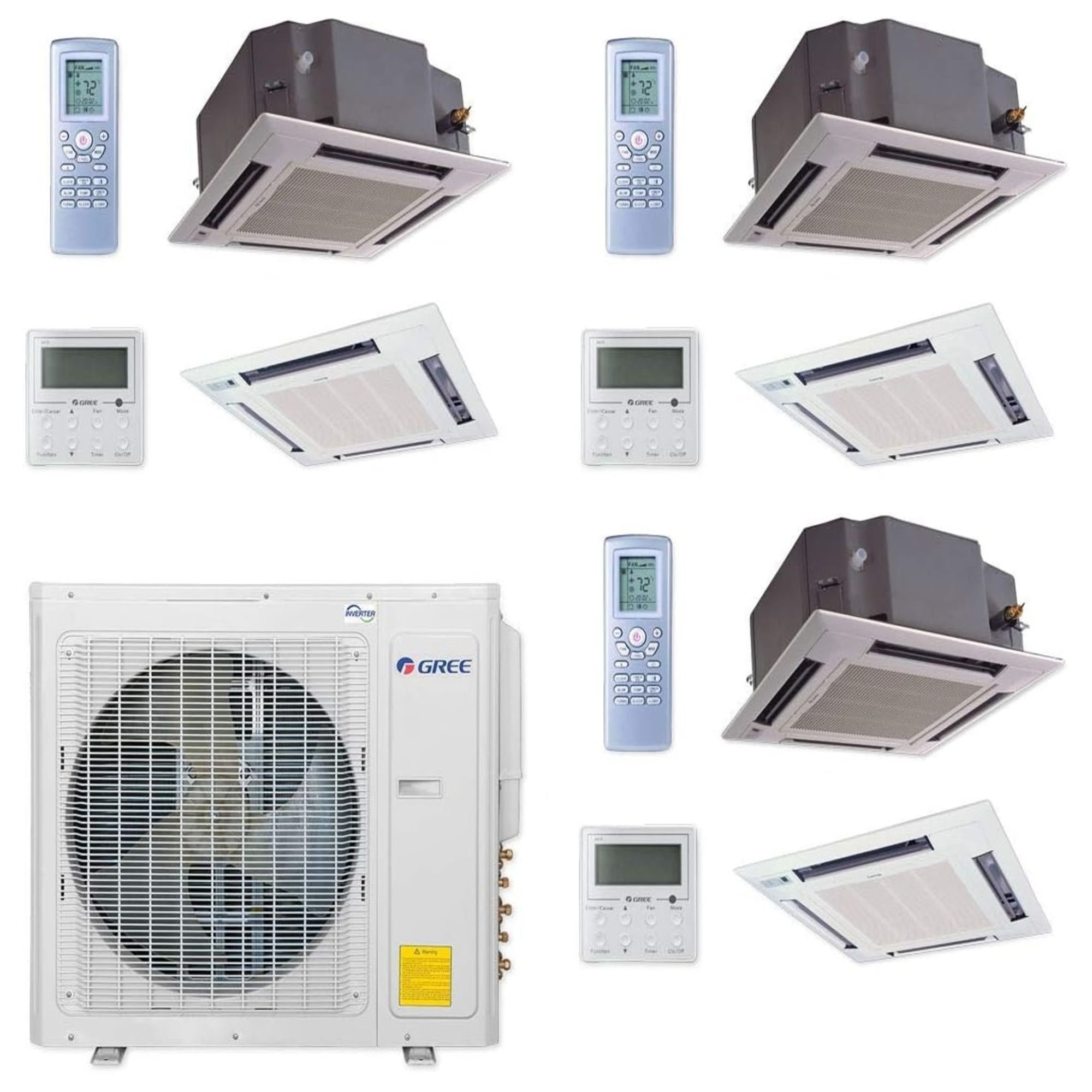 GREE Multi+ Ultra Series 42,000 BTU 3-Zone Ceiling Cassette 12K+12K+18K ...