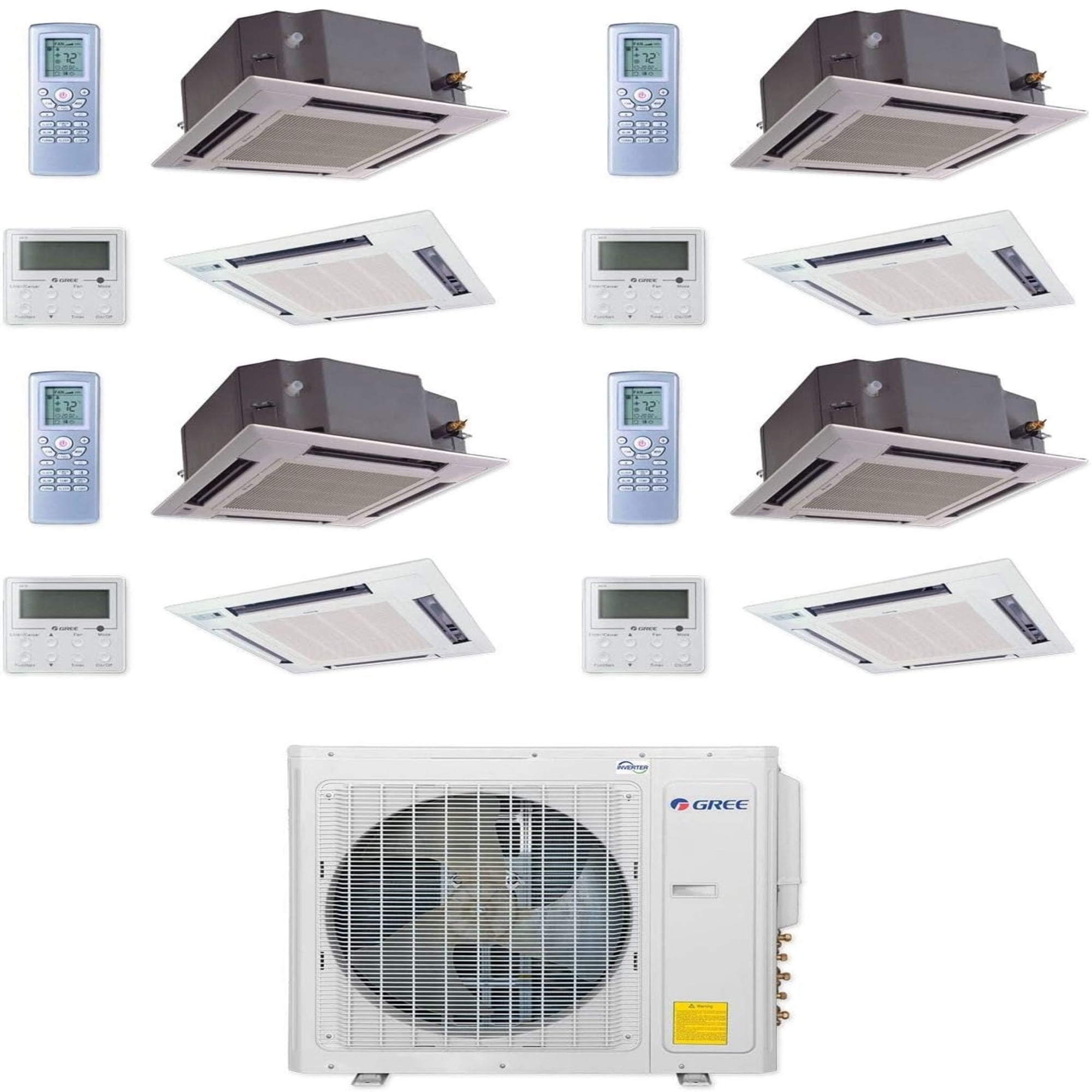 GREE Multi+ Ultra Series 42,000 BTU 4-Zone Ceiling Cassette 12K+12K+18K ...