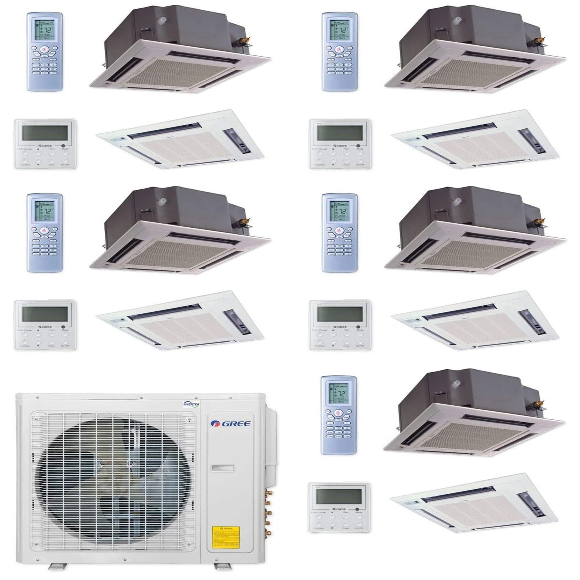 GREE Multi+ Ultra Series 42,000 BTU 5-Zone Ceiling Cassette 12K+12K+12K ...