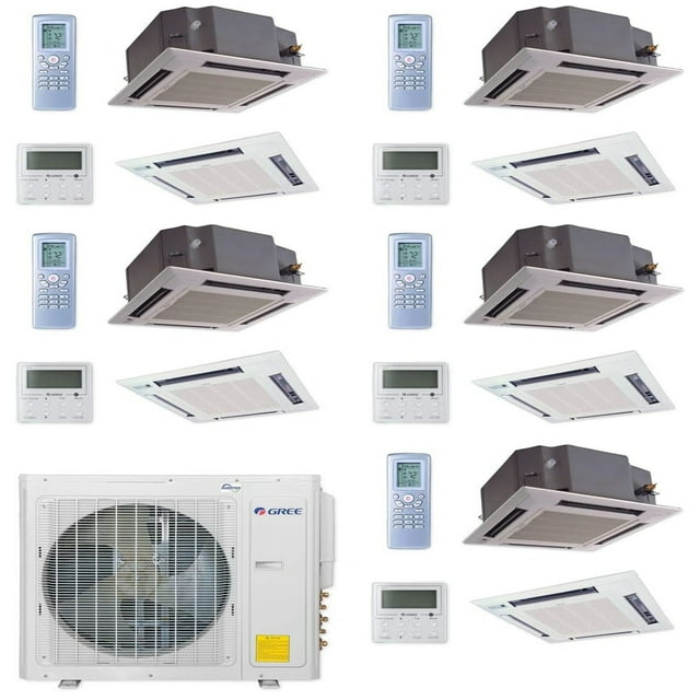 GREE Multi+ Ultra Series 42,000 BTU 5-Zone Ceiling Cassette 12K+12K+12K ...