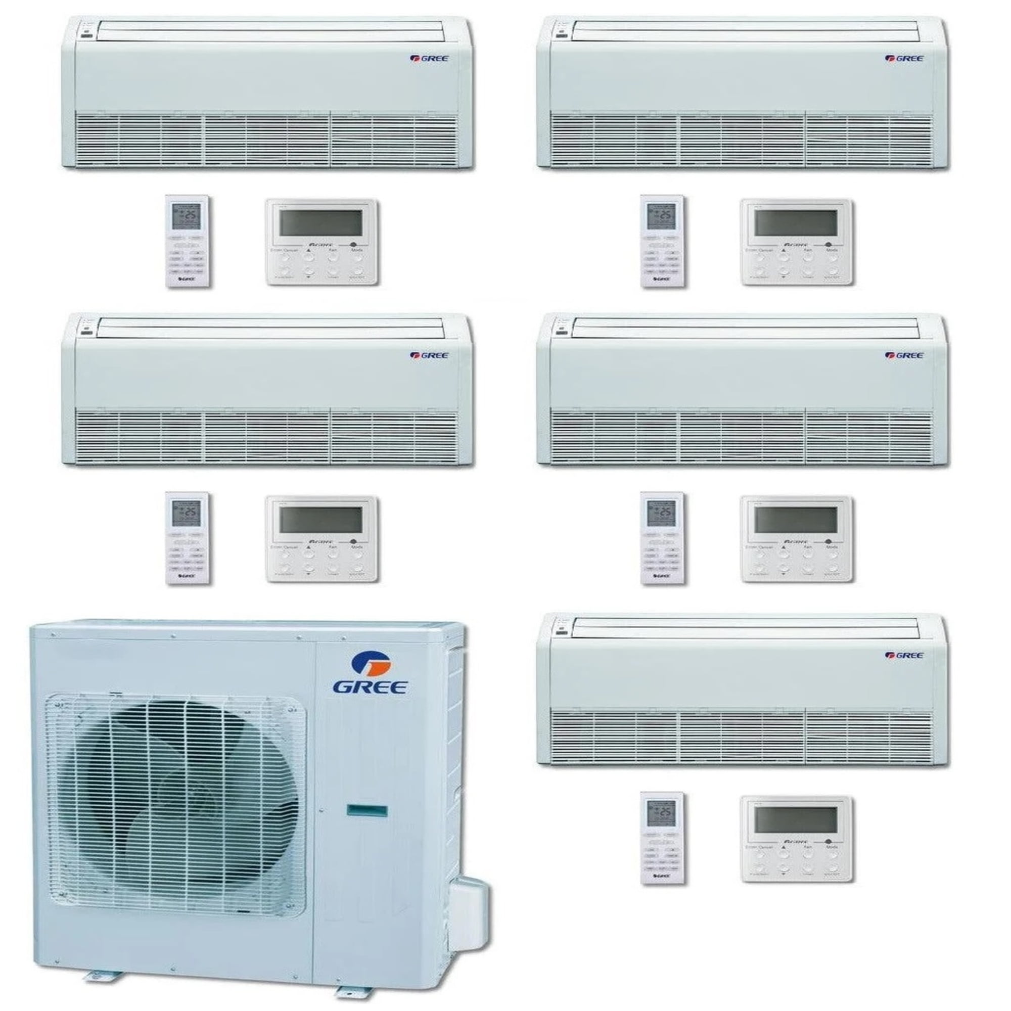 GREE Multi+ Ultra Series 42,000 BTU 5-Zone Universal Floor/Ceiling 9K ...