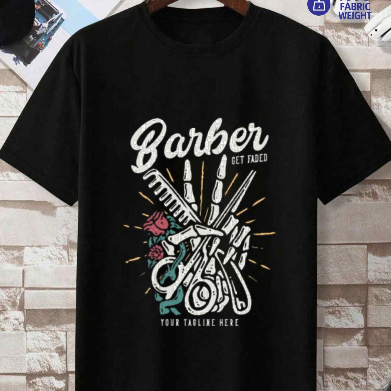 GREE NINK Men'S Vintage Barber Graphic Thirt - Heavyweight 180gsm Tee ...