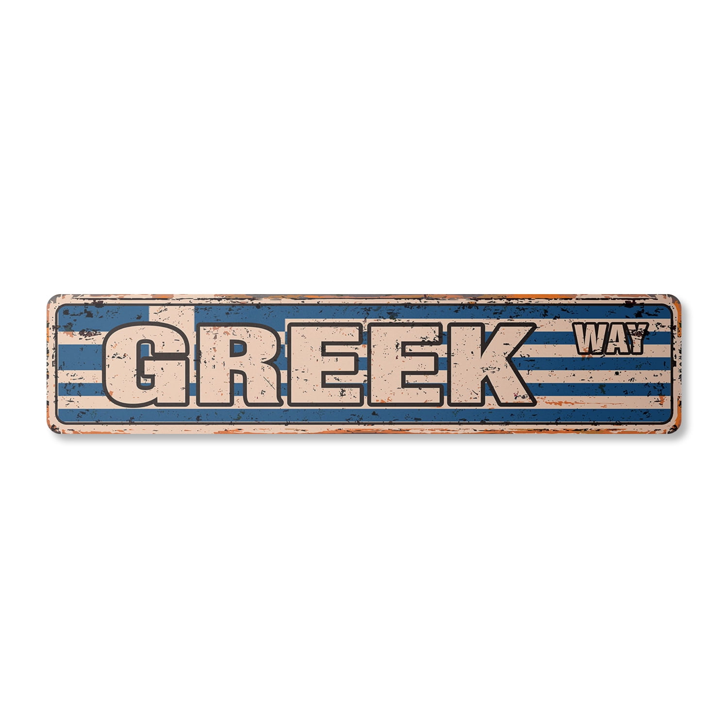 GREEK FLAG Vintage Plastic Street Sign greece national nation pride ...