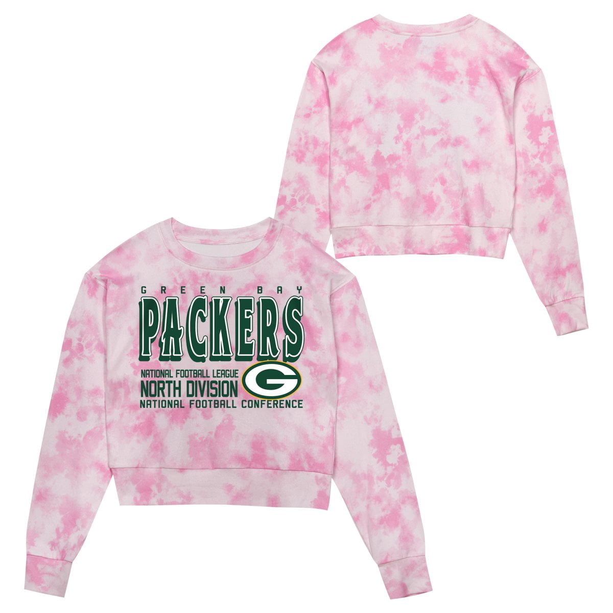 GREEN BAY PACKERS Girls Pink Color Synthetic Fleece Pullover Tdye Terry ...