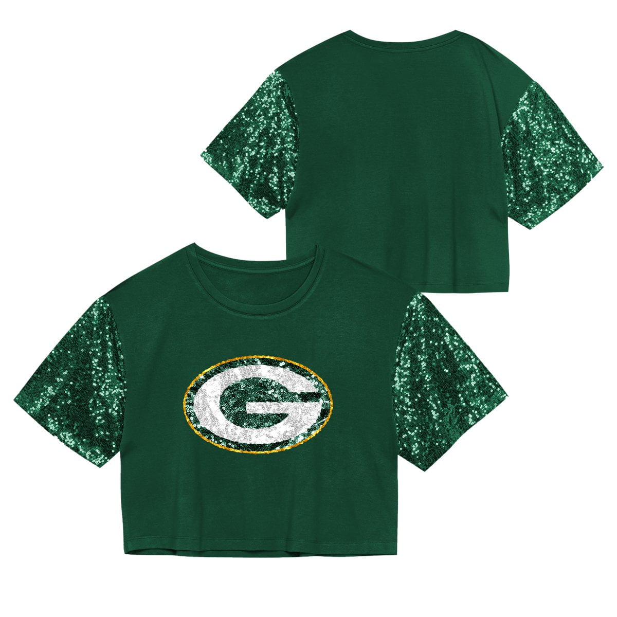 GREEN BAY PACKERS Girls Primry Color Blend Short Sleeve Tee Shimmer ...