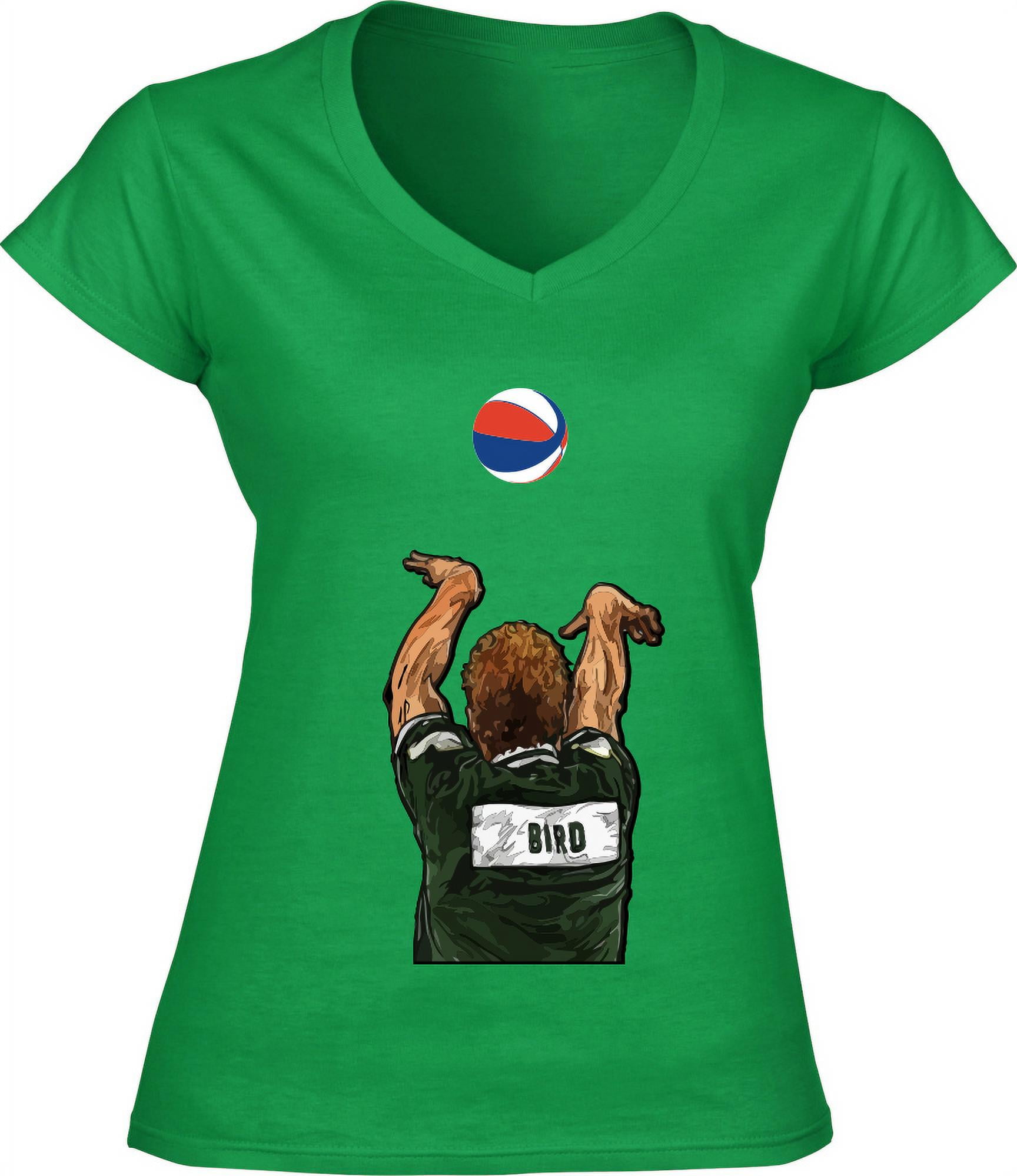GREEN Celtics Larry Legend Larry Bird 3 Point Contest LADIES V-NECK T ...