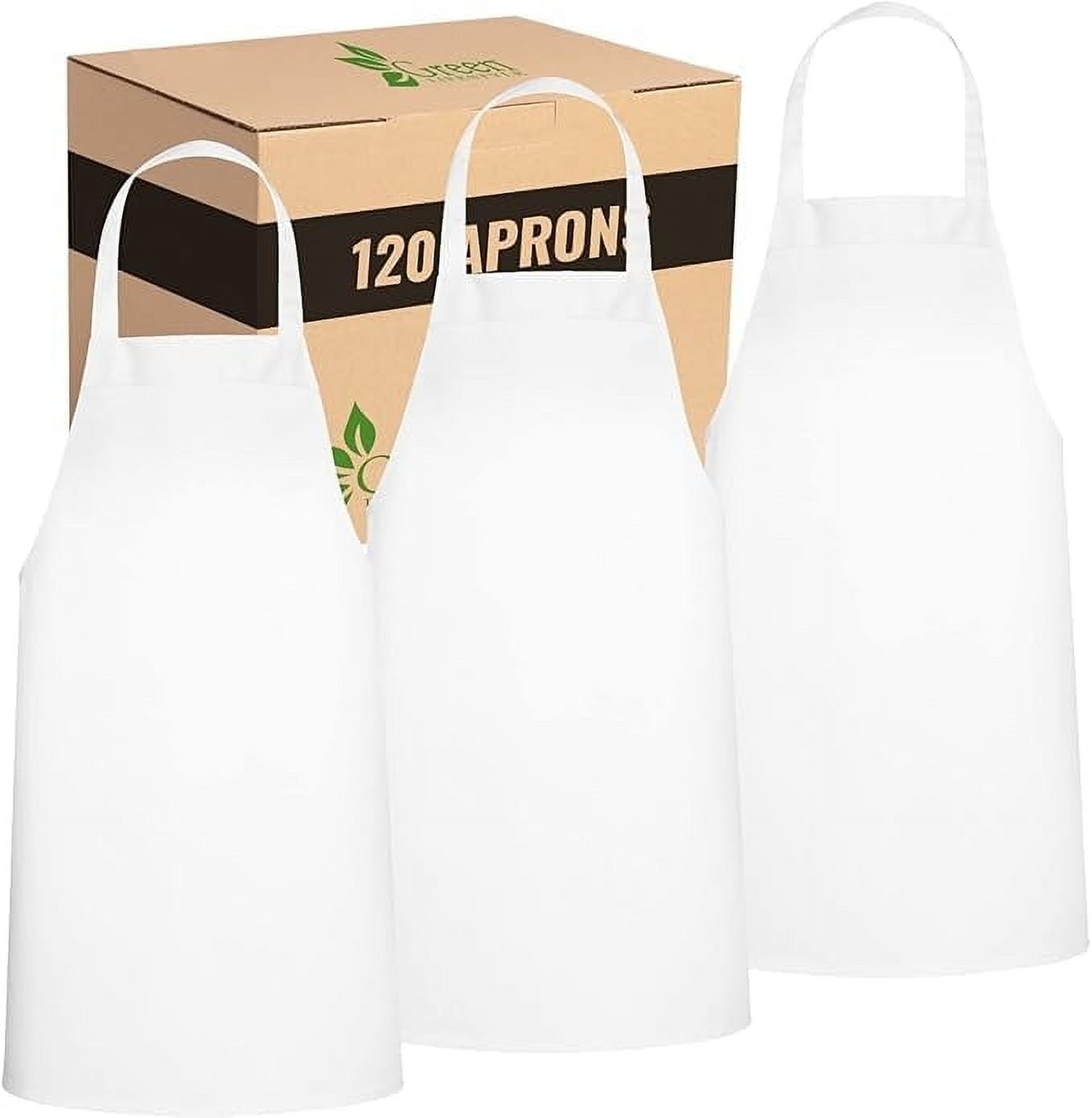 GREEN LIFESTYLE 120 Pack Bib Apron - Unisex White Aprons, Machine ...
