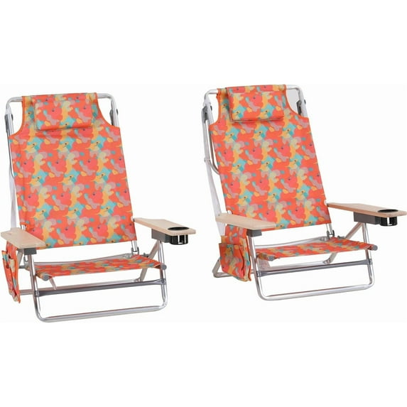 GREEN PARTY Backpack Beach Chairs 2 Pack Aluminum Lightweight Folding ...