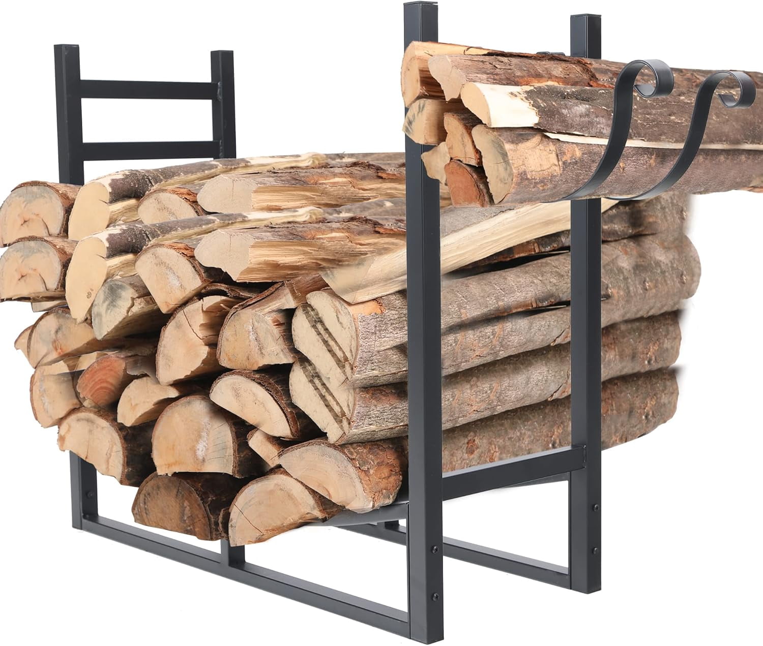 GREEN PARTY Firewood Rack with Kindling Holder, 3ft Heavy Duty Metal ...