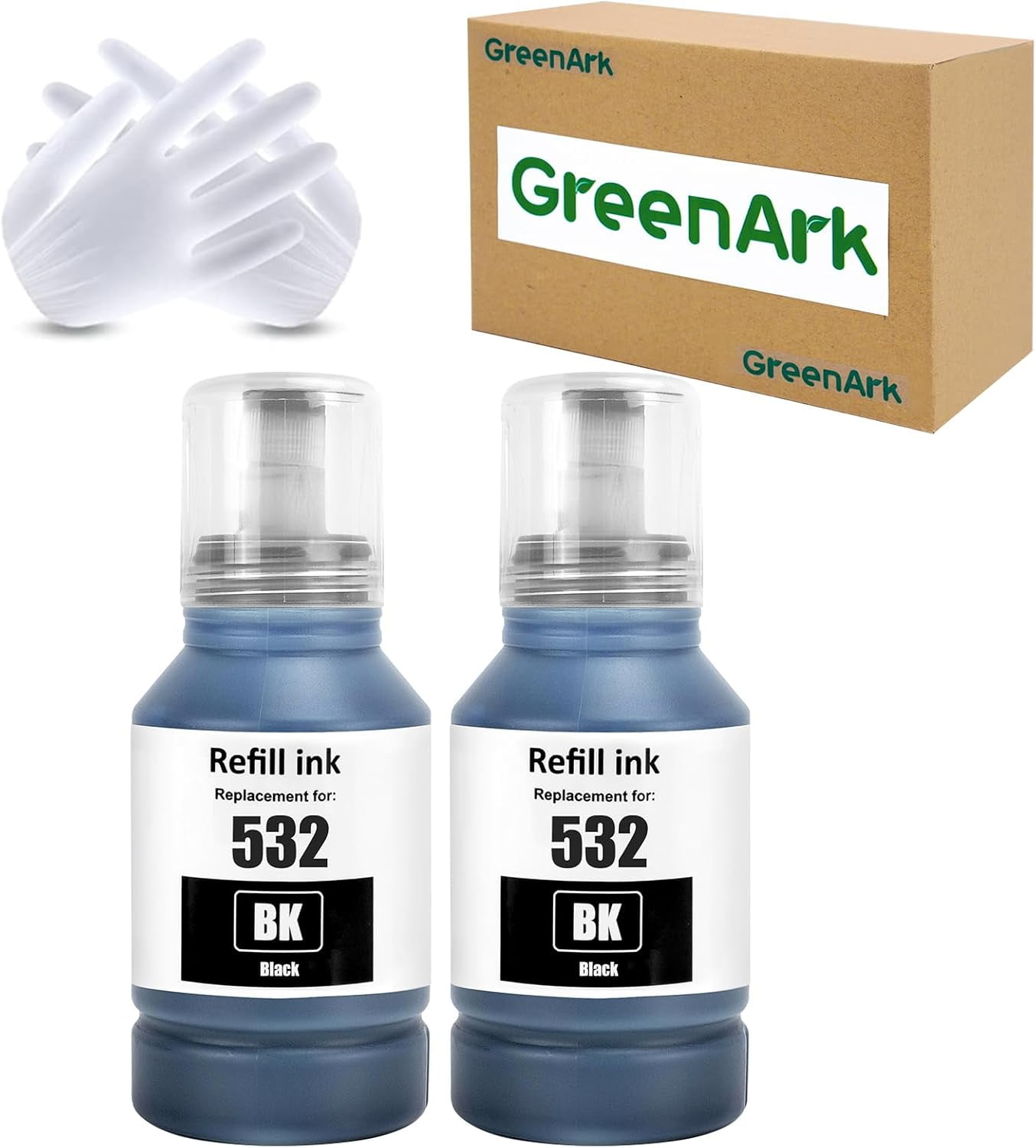 GREENARK 532 ink T532 Balck Bottle Rfill Ink Compatible for Epson E-532 Refill Bottle Ink for ...