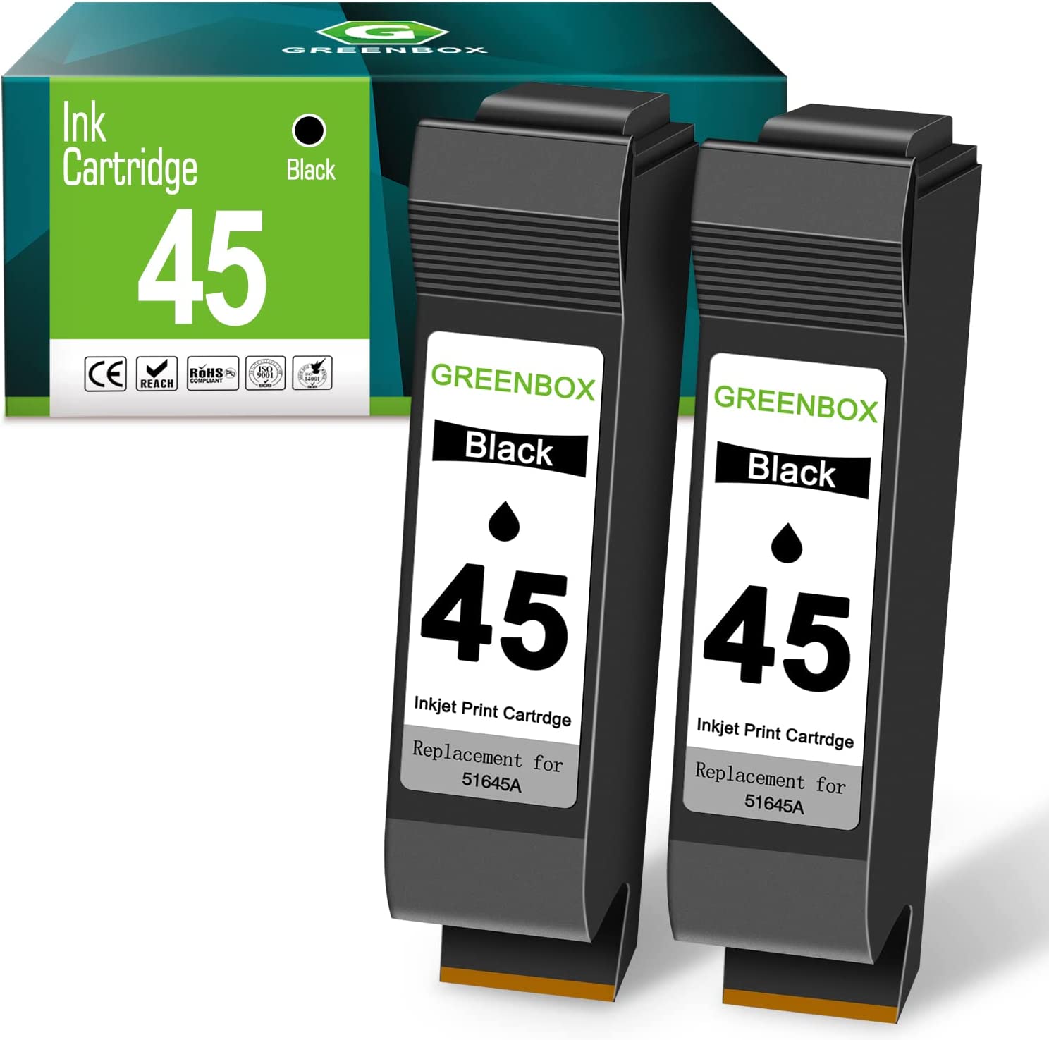 GREENBOX 45 High-Yield Ink Cartridge Replacement for HP 45 51645 51645A ...