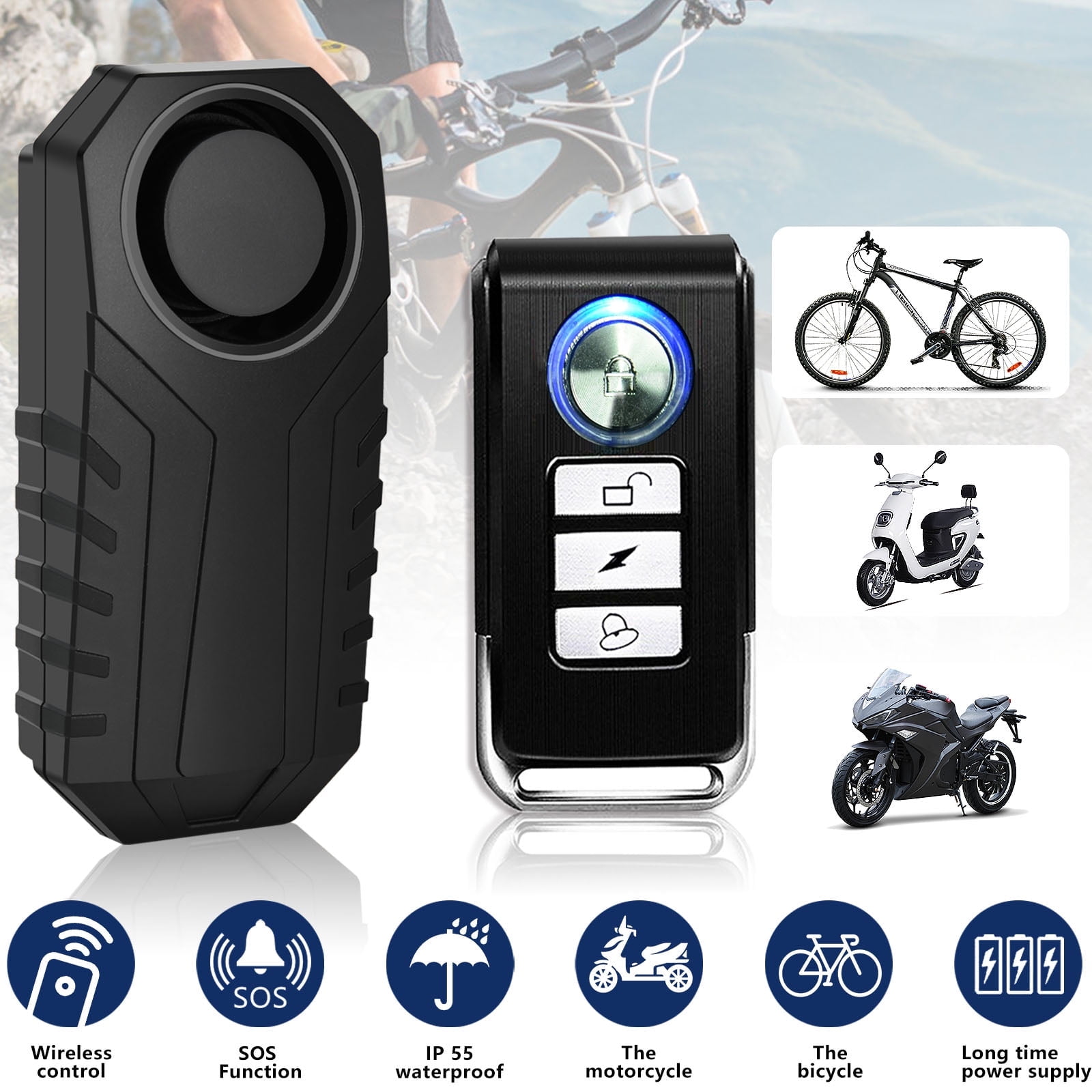 GreenCycle Bike Alarm with Remote, 113dB Adjustable Volume, Waterproof ...
