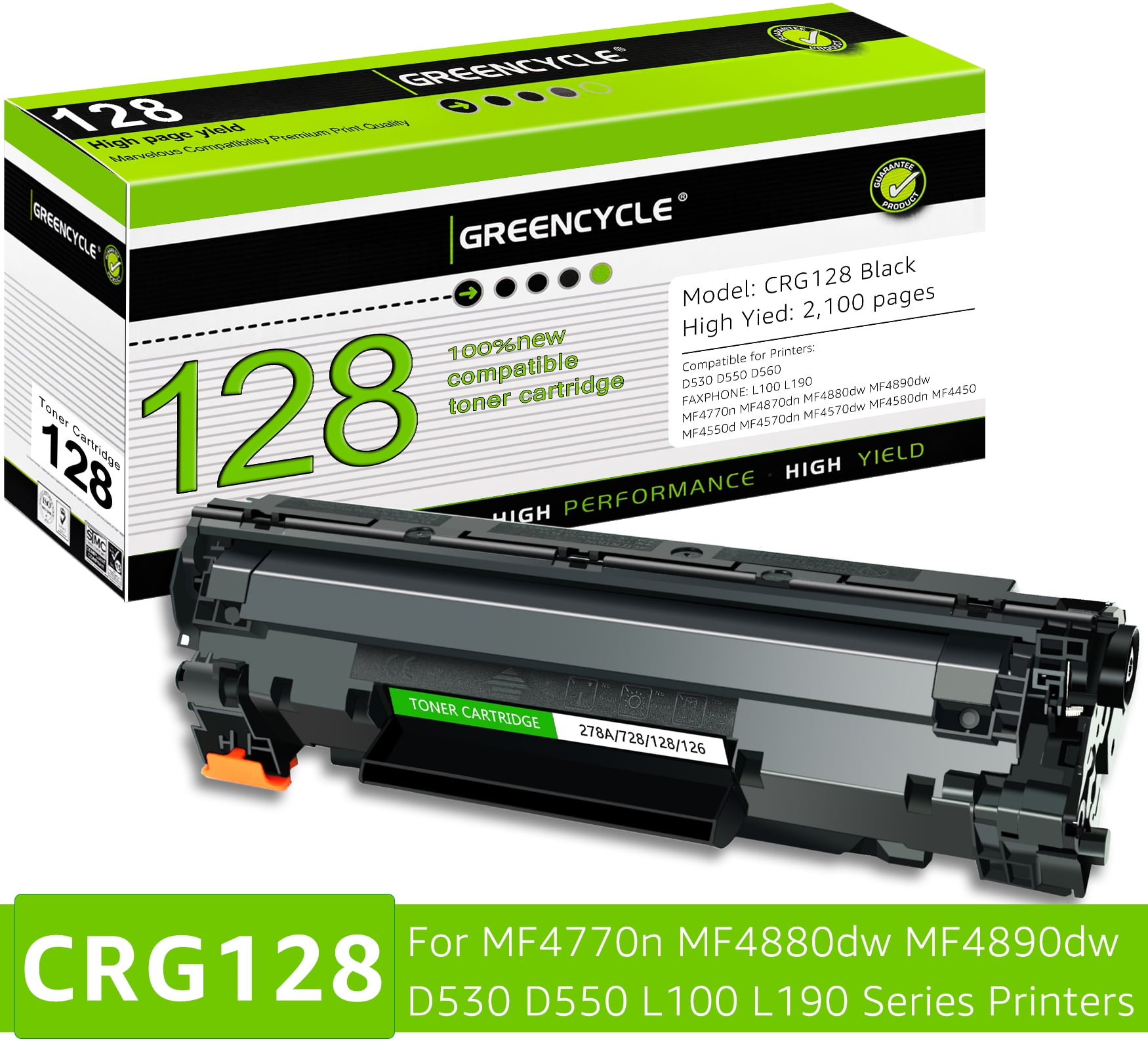 GREENCYCLE 1 Pack Compatible 128 Black Toner Cartridge Replacement for ...