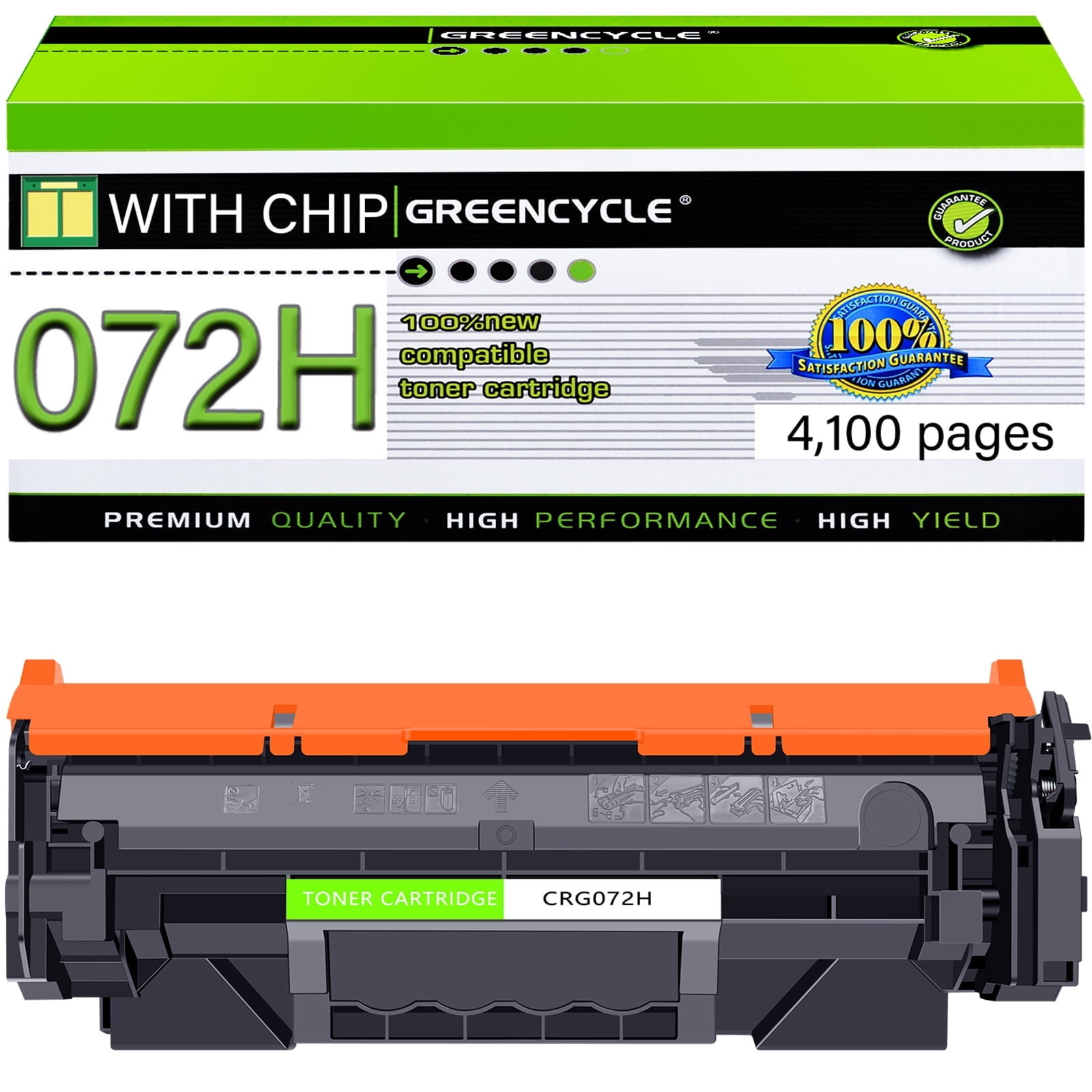 GREENCYCLE 1 Pack Compatible for Canon 072H CRG072H CRG-072H 072 Black High Yield Toner ...