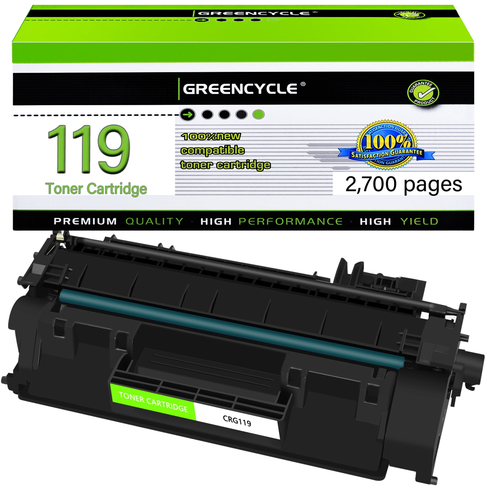 GREENCYCLE 1 Pack Compatible Canon 119 CRG119 Black Toner Cartridge ...