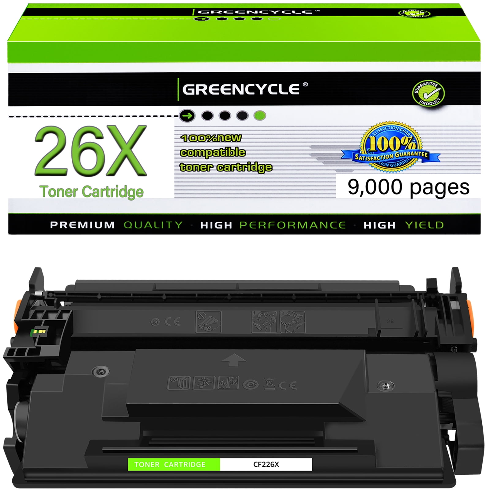 GREENCYCLE 1 Pack Compatible for HP 26A 26X CF226X Black Toner ...