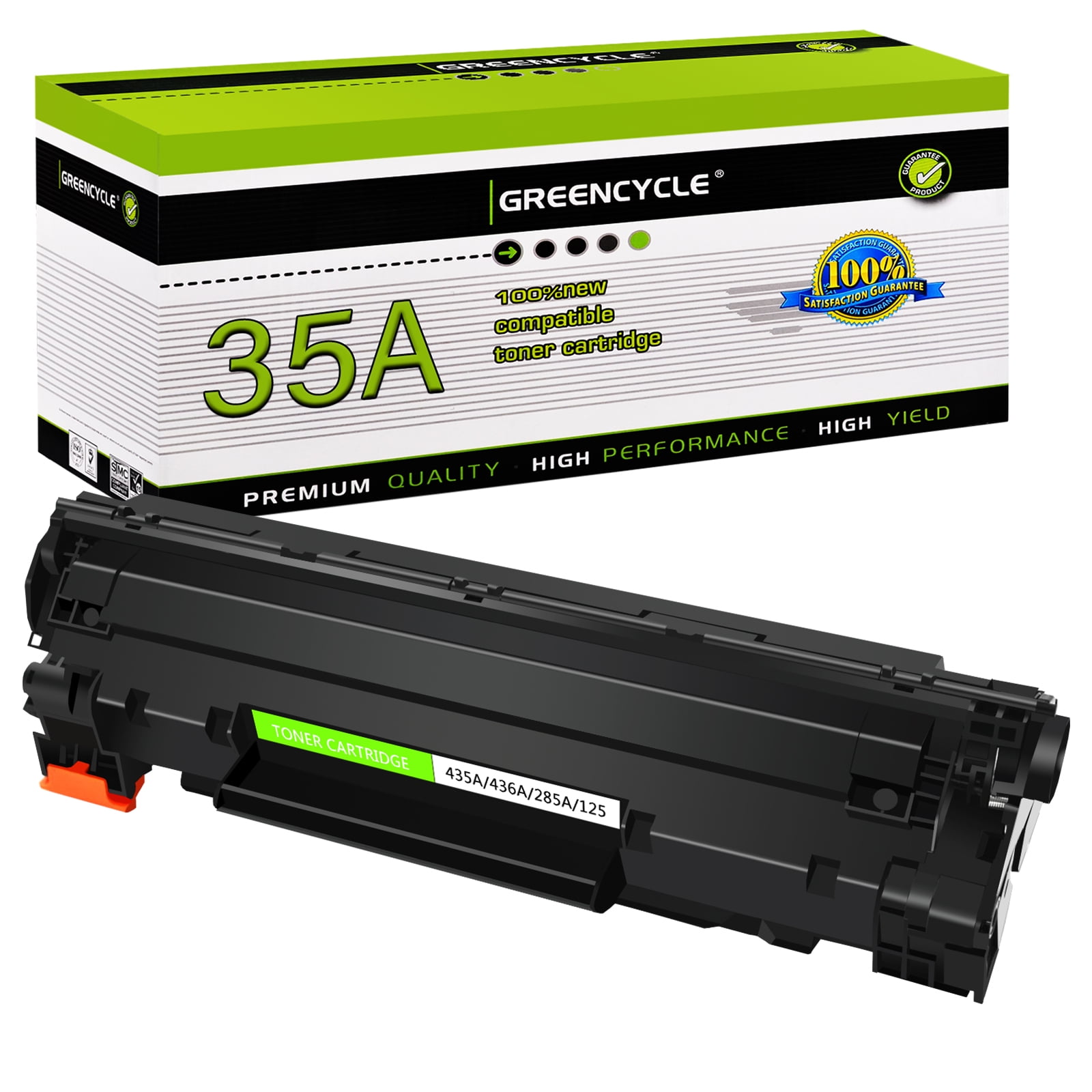 GREENCYCLE 1 Pack Compatible HP 35A CB435A Black Toner Cartridge ...