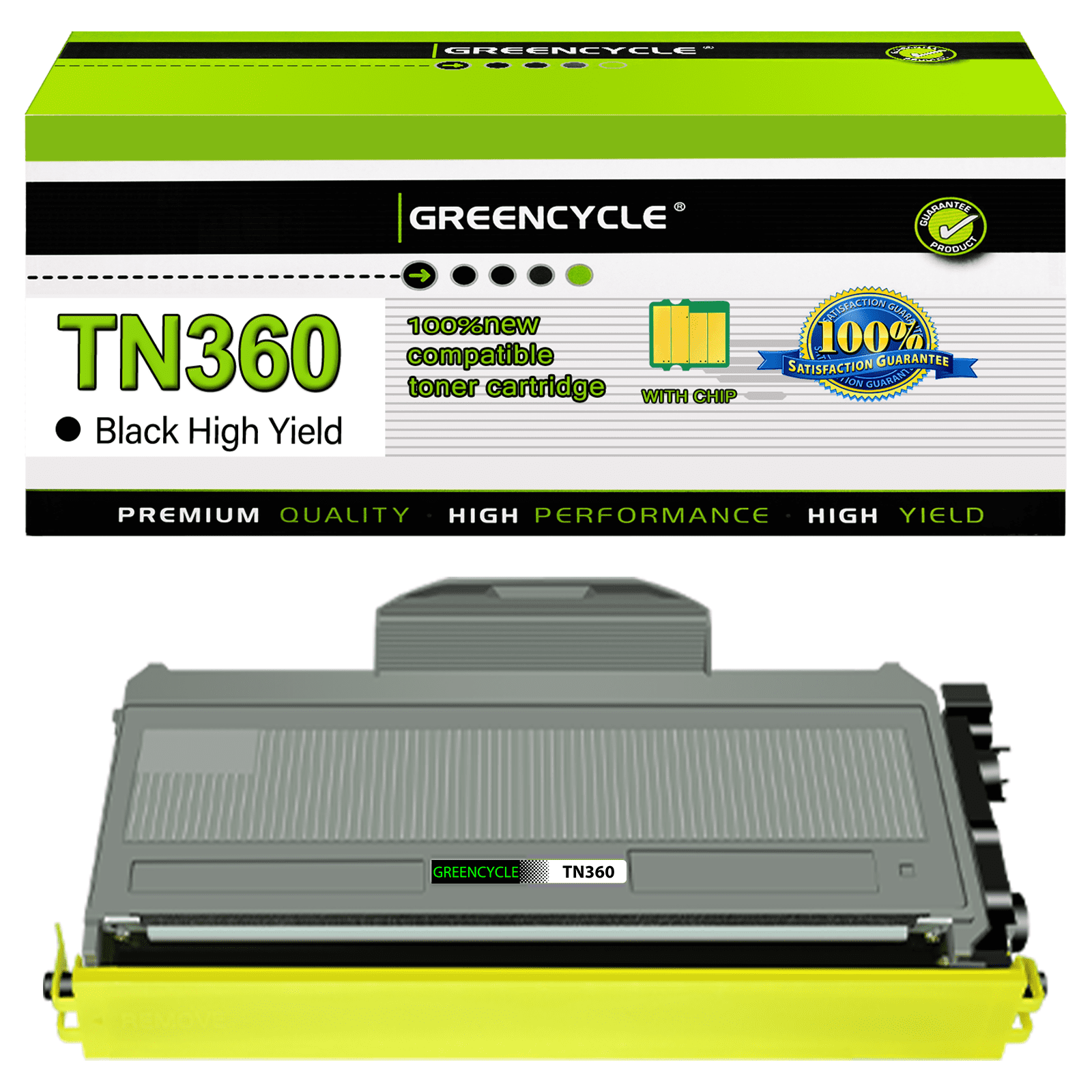 GREENCYCLE 1 Pack Compatible for Brother TN360 TN330 Black Toner ...