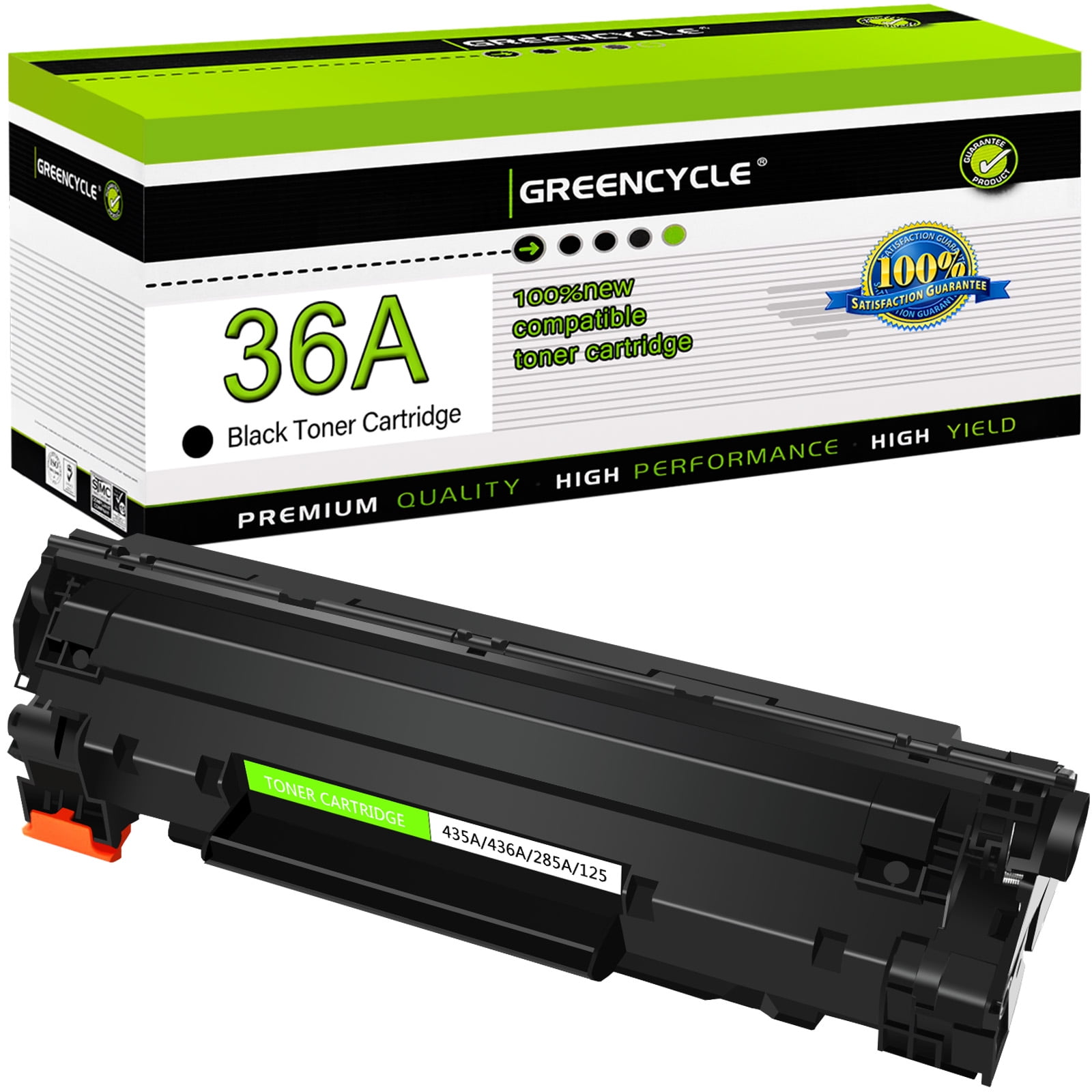 GREENCYCLE 1 Pack Compatible for HP 36A CB436A Black Toner Cartridge ...