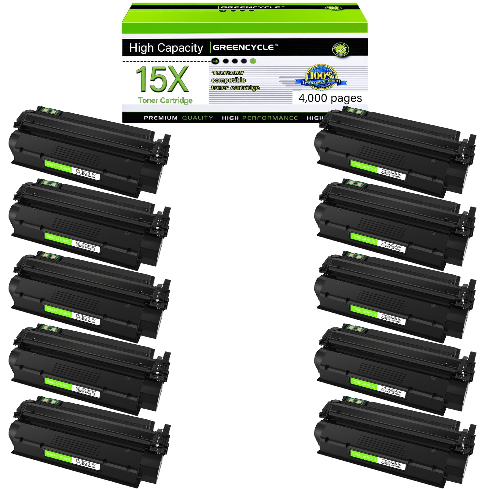 GREENCYCLE 10 Pack Compatible for HP 15X C7115X 15A C7115A 13X Q2613X ...