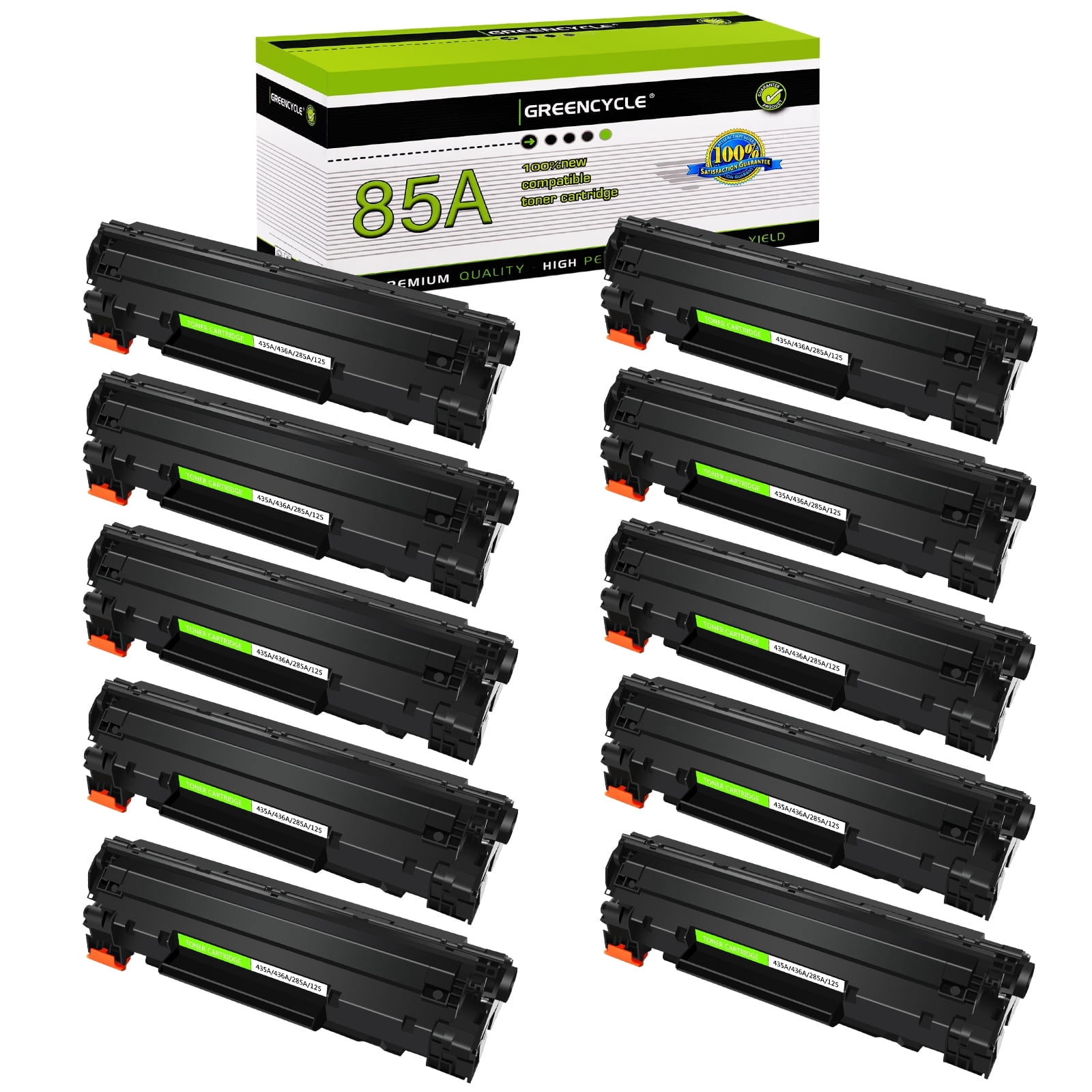 GREENCYCLE 10 Pack Compatible HP 85A CE285A Black Toner Cartridge ...