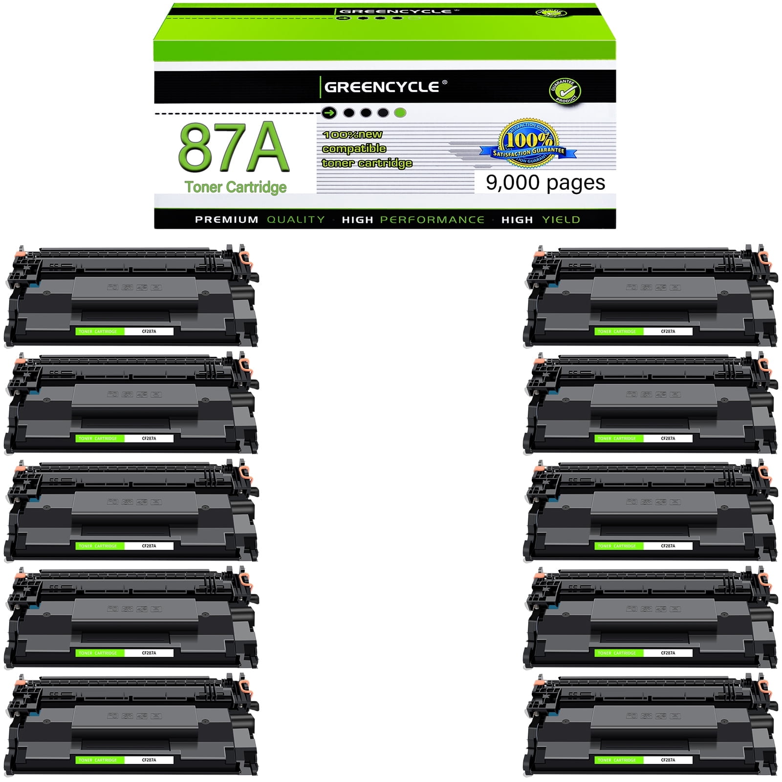 GREENCYCLE 10 Pack Compatible for HP 87A CF287A Black Toner Cartridge ...