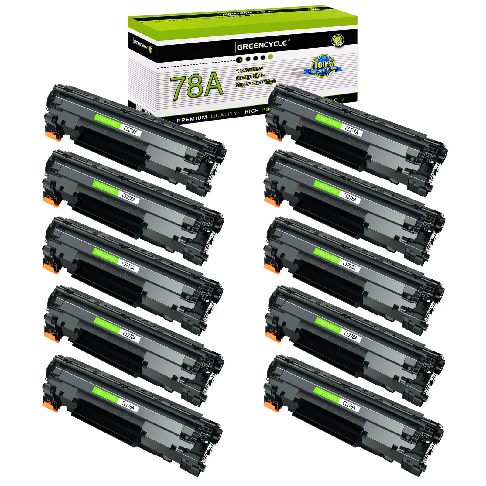 GREENCYCLE 10 Pack Compatible for HP 78A CE278A Black Toner Cartridge ...