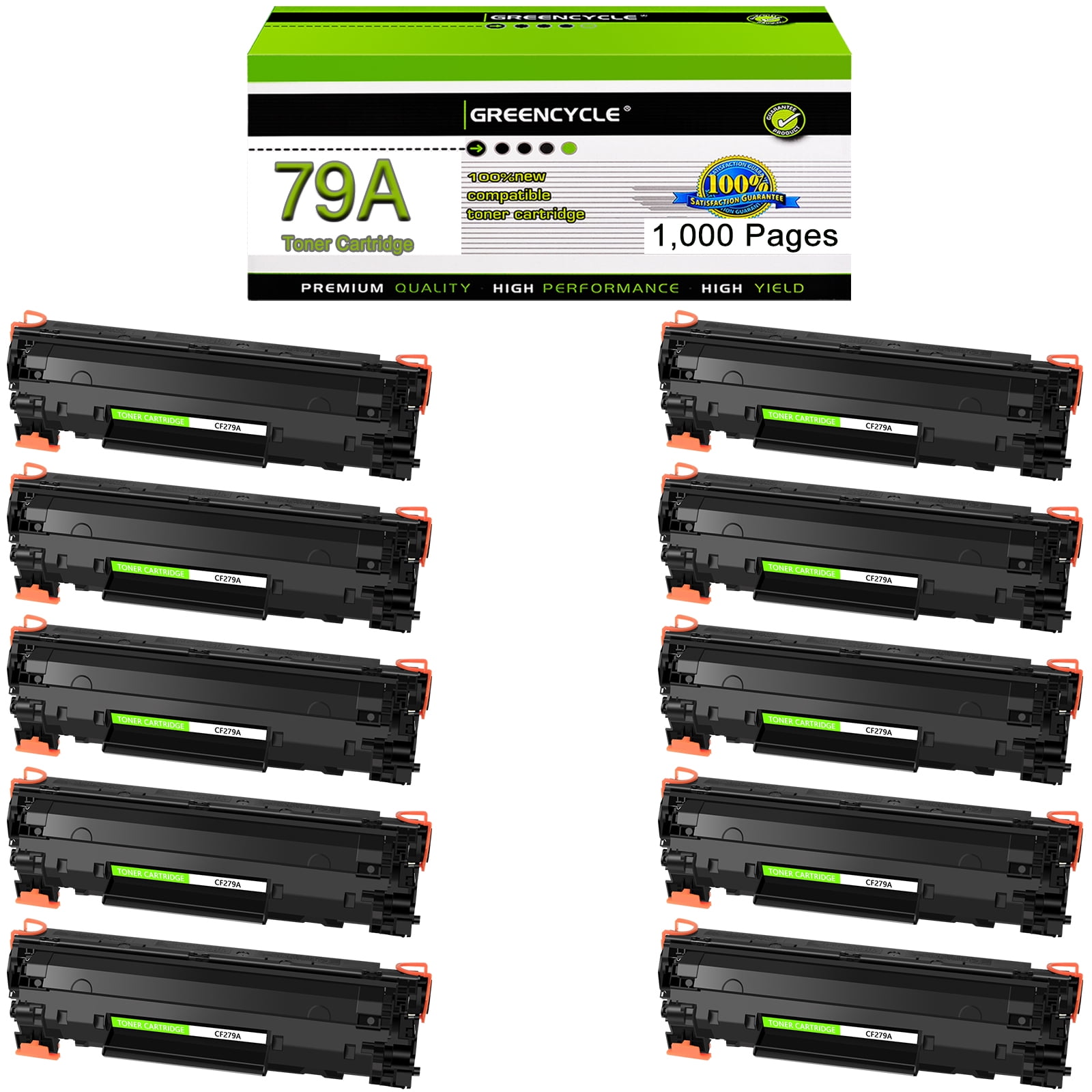 GREENCYCLE 10 Pack Compatible for HP 79A CF279A Black Toner Cartridge ...