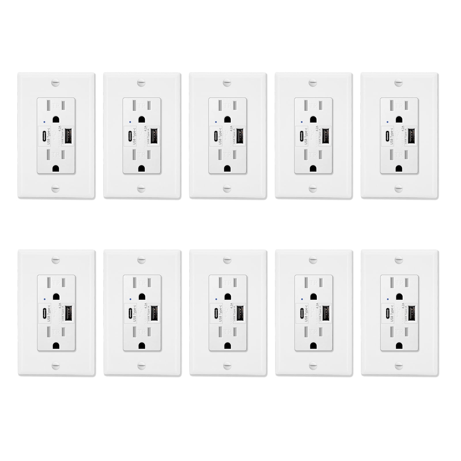 GREENCYCLE 10 Pack High Speed 4.2A USB Type C/A Dual USB Charging Ports ...
