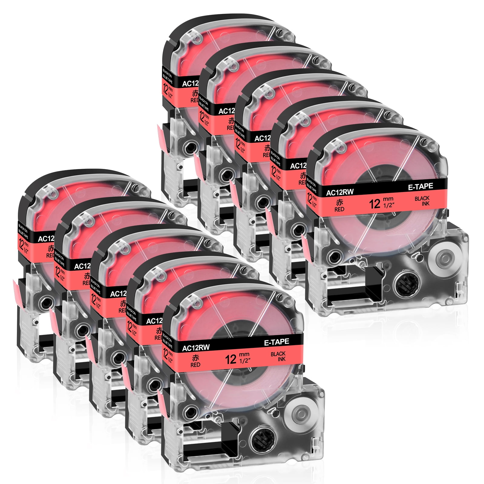 GREENCYCLE 10PK Black on Red Label Tape Compatible for EPSON LK-4RBP LC ...