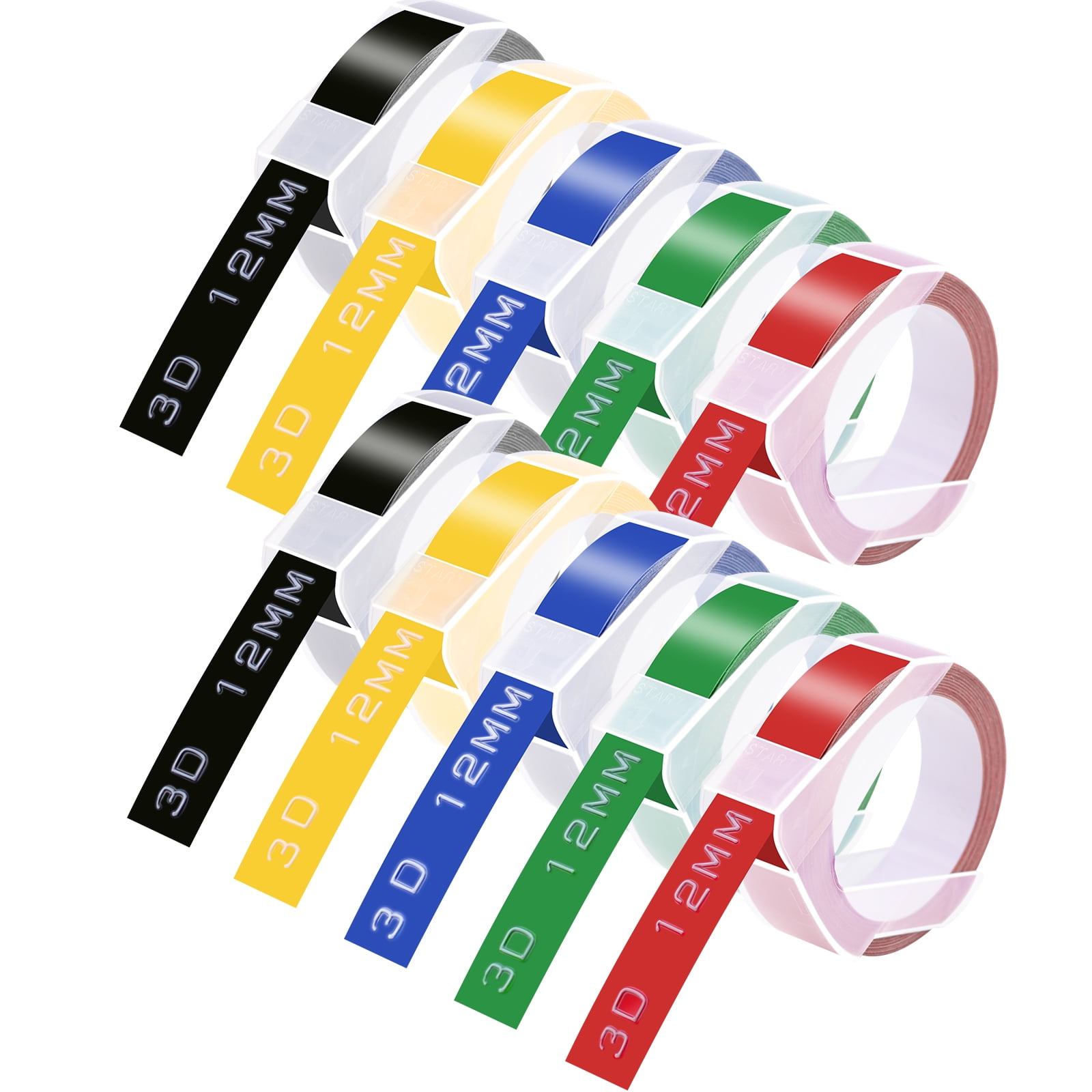 GREENCYCLE 10PK Compatible for Dymo 3D Plastic Embossing White on Red ...