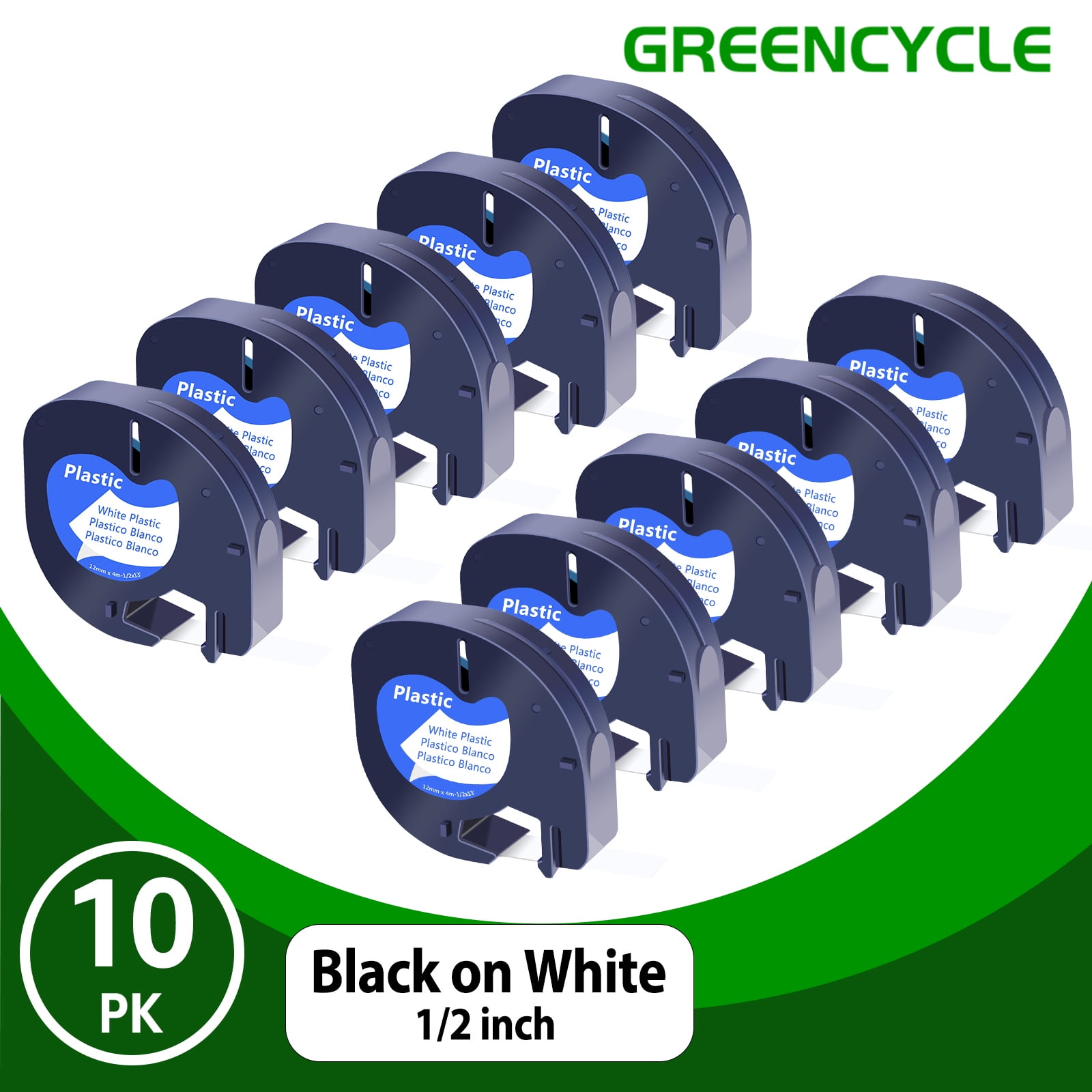 GREENCYCLE 10PK Compatible for Dymo Letratag Refill 91331 S0721660 12mm ...