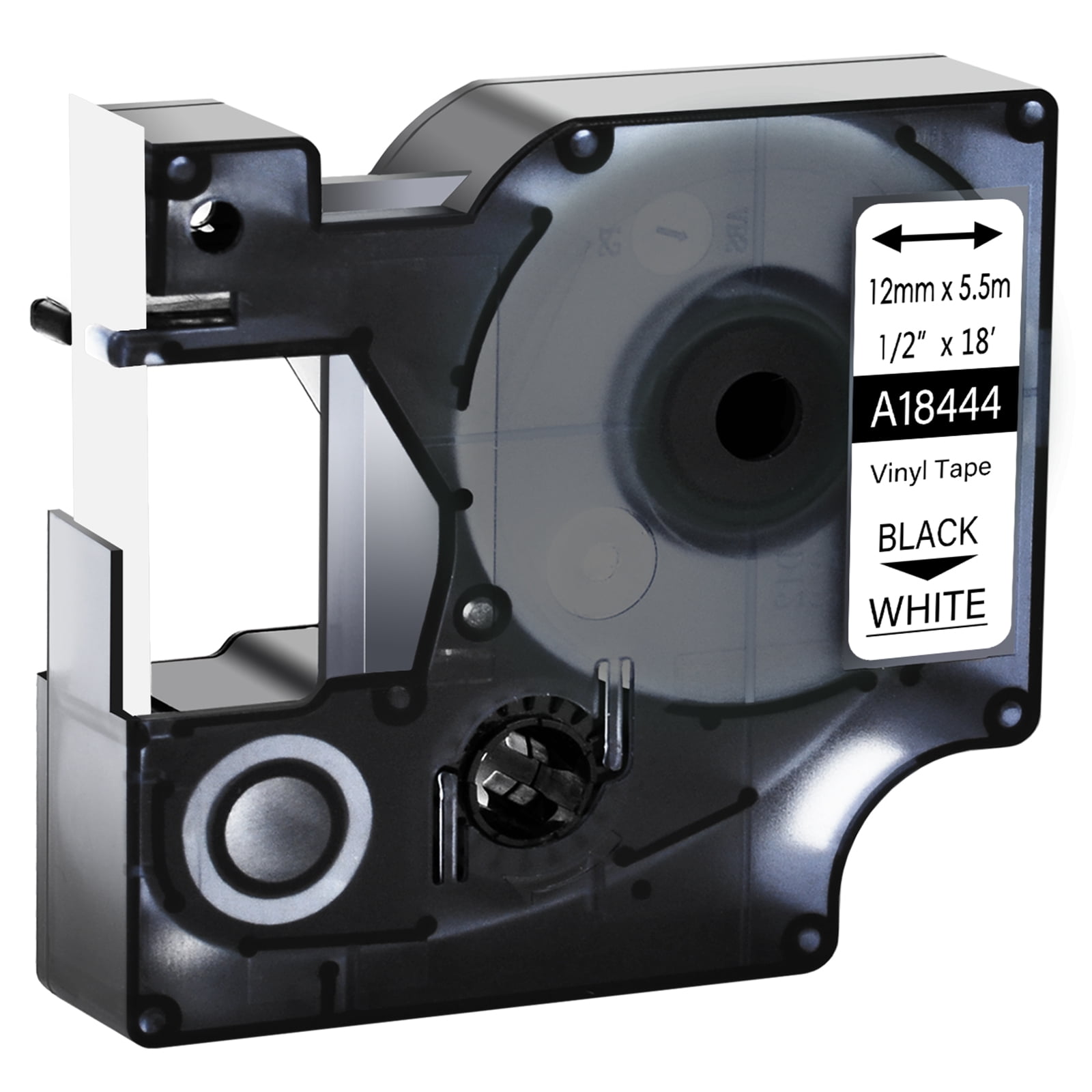 GREENCYCLE 1PK Compatible for DYMO 18444 12mm 5.5m Black on White Vinyl ...