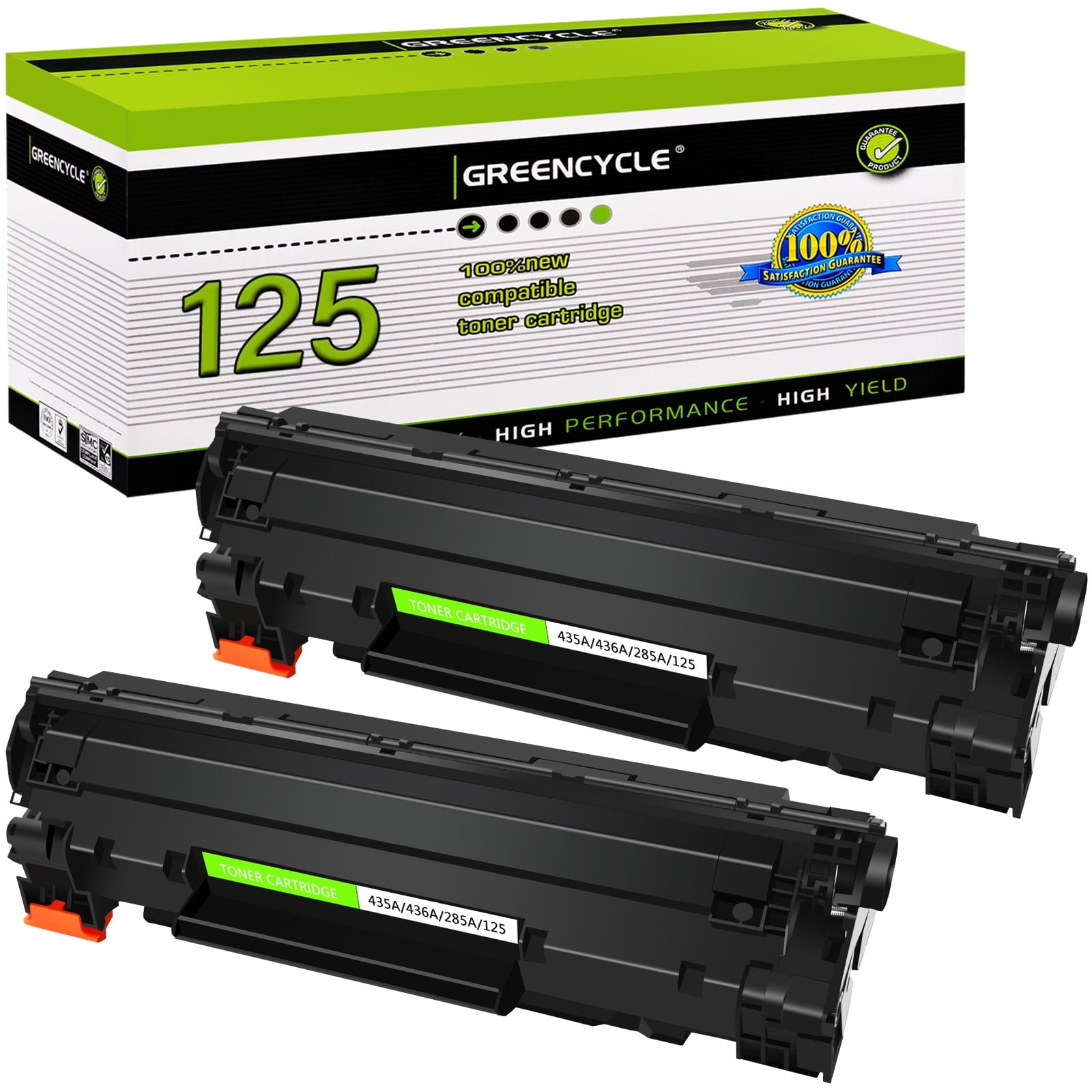 GREENCYCLE 2 Pack CRG125 Compatible Black Toner Cartridge Replacement ...