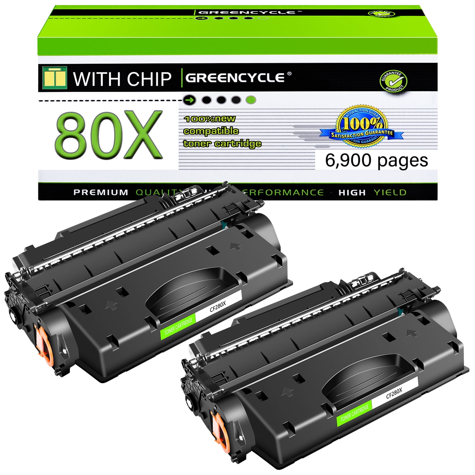 GREENCYCLE 2 Pack Compatible CF280X Black Toner Cartridge Replacement ...
