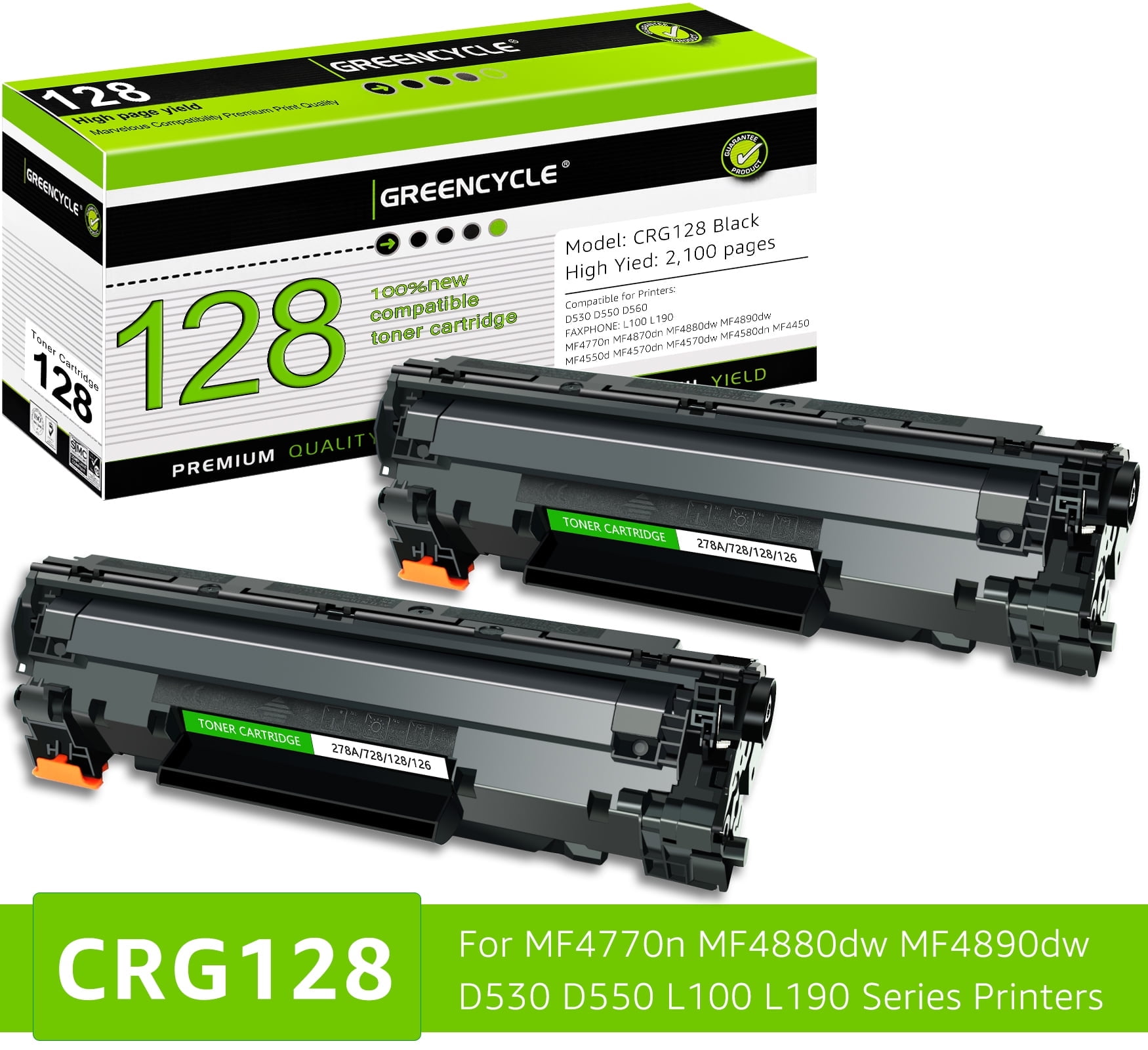GreenCycle Compatible for Canon 128 CRG128 Black Toner Cartridge 2100 ...