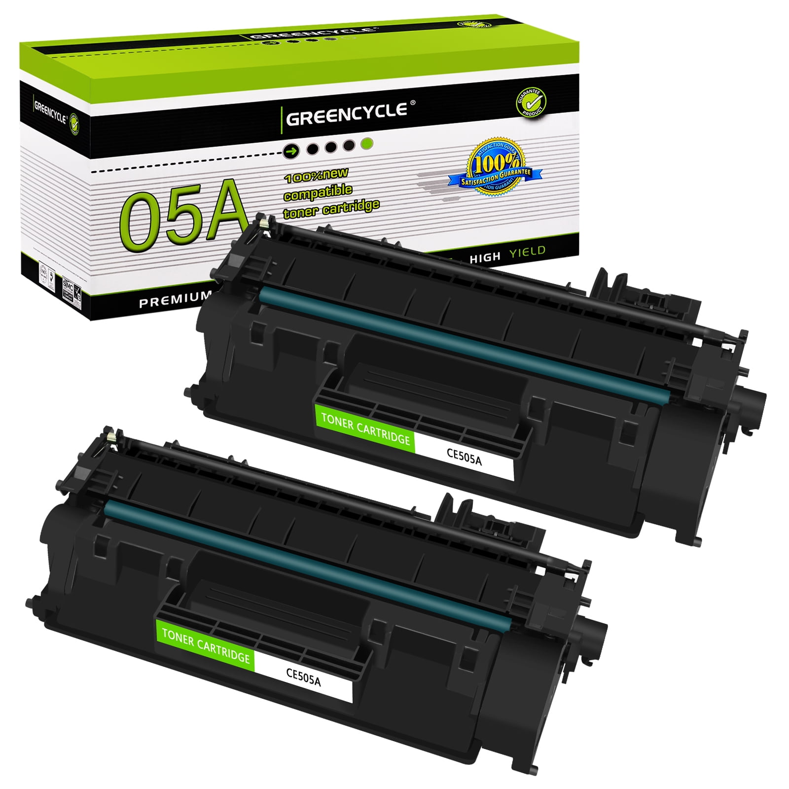 GREENCYCLE 2 Pack Compatible HP 05A CE505A Black Toner Cartridge ...