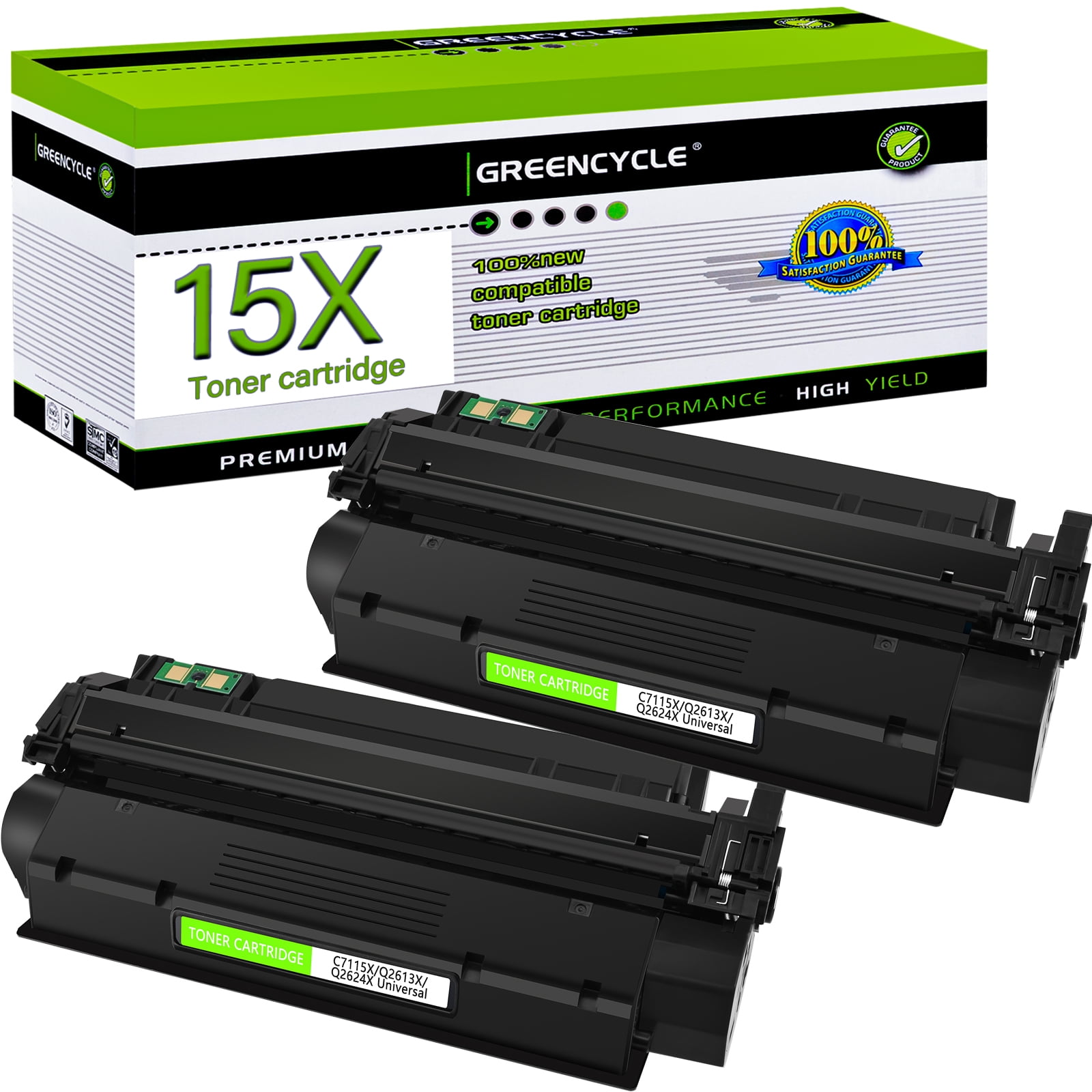GREENCYCLE 2 Pack Compatible for HP 15X C7115X 15A C7115A 13X Q2613X ...