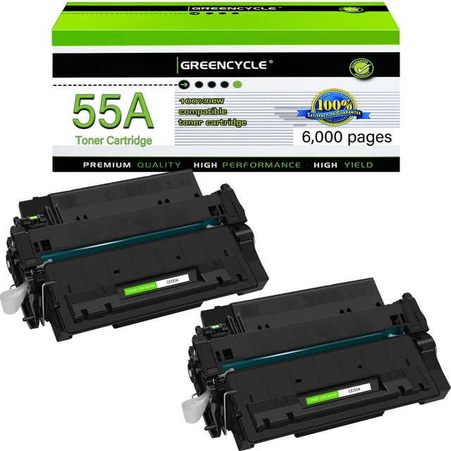 GREENCYCLE 2 Pack Compatible for HP 55A CE255A Black Toner Cartridge ...