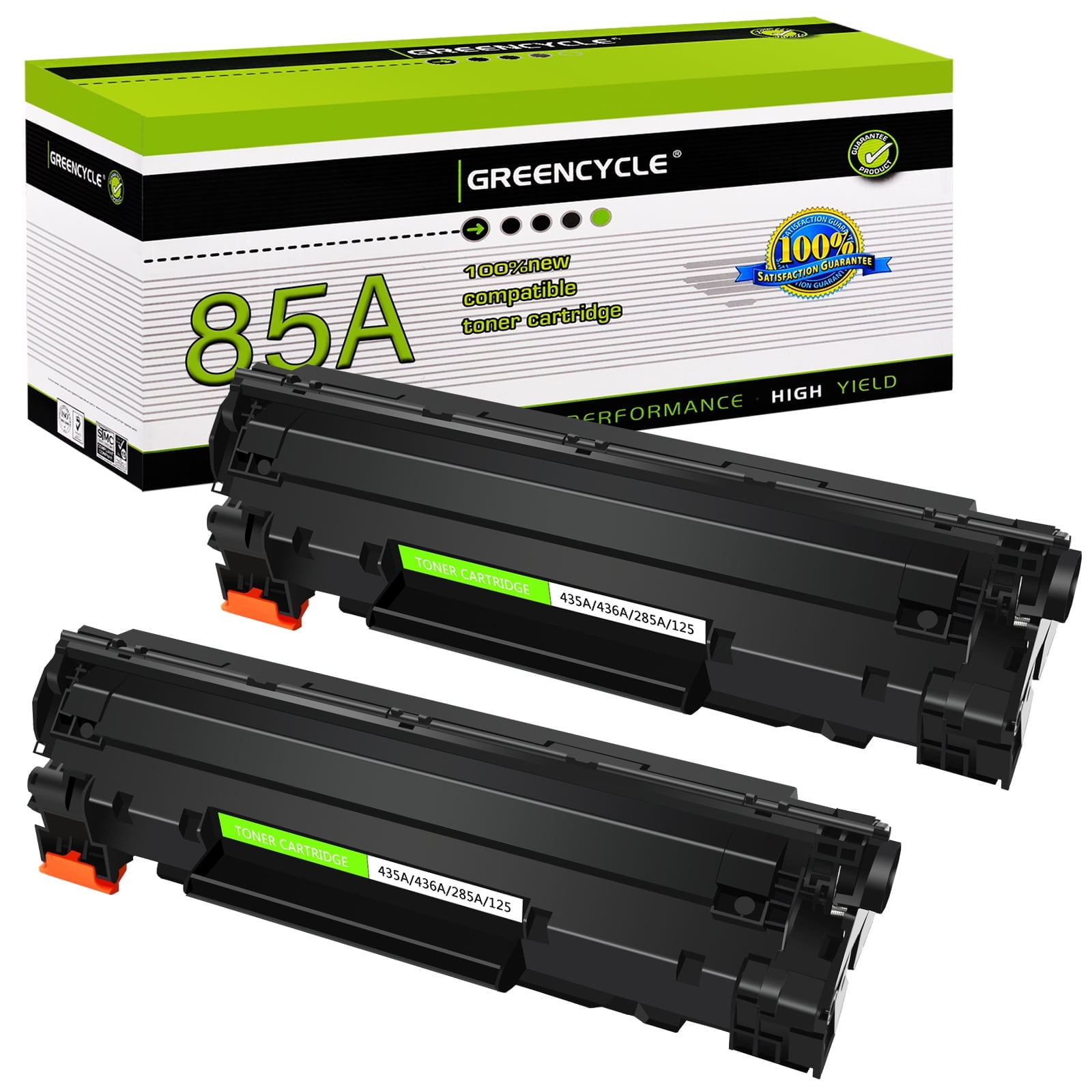 GREENCYCLE 2 Pack Compatible HP 85A CE285A Black Toner Cartridge ...
