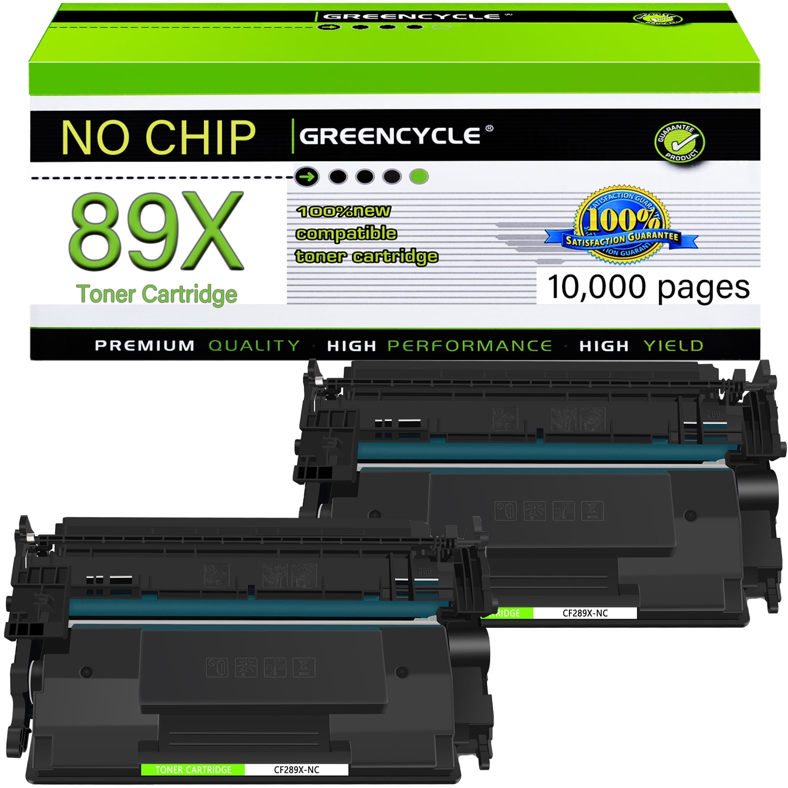 GREENCYCLE 2 Pack Compatible for HP 89X CF289X 89A CF289A (No Chip ...