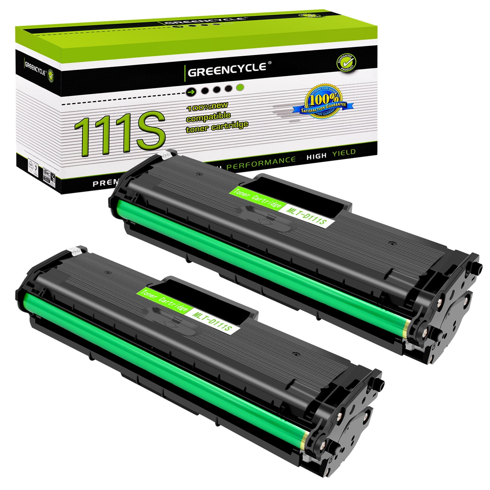 GREENCYCLE 2 Pack Compatible for Samsung MLT-D111S 111S Black Toner Cartridge Replacement with ...