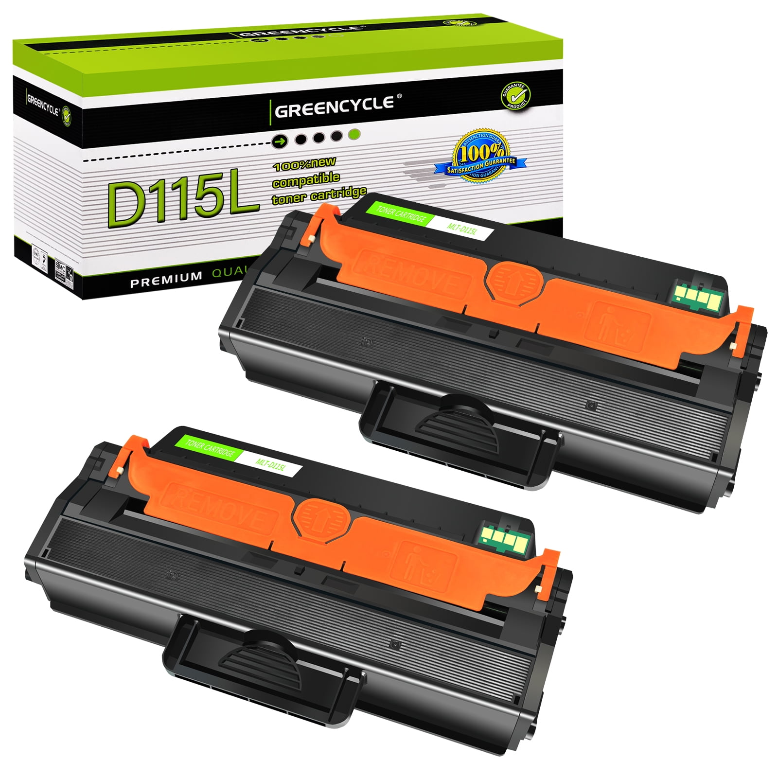 GREENCYCLE 2 Pack Compatible for Samsung MLT-D115L D115L Black Toner Cartridge Replacement with ...